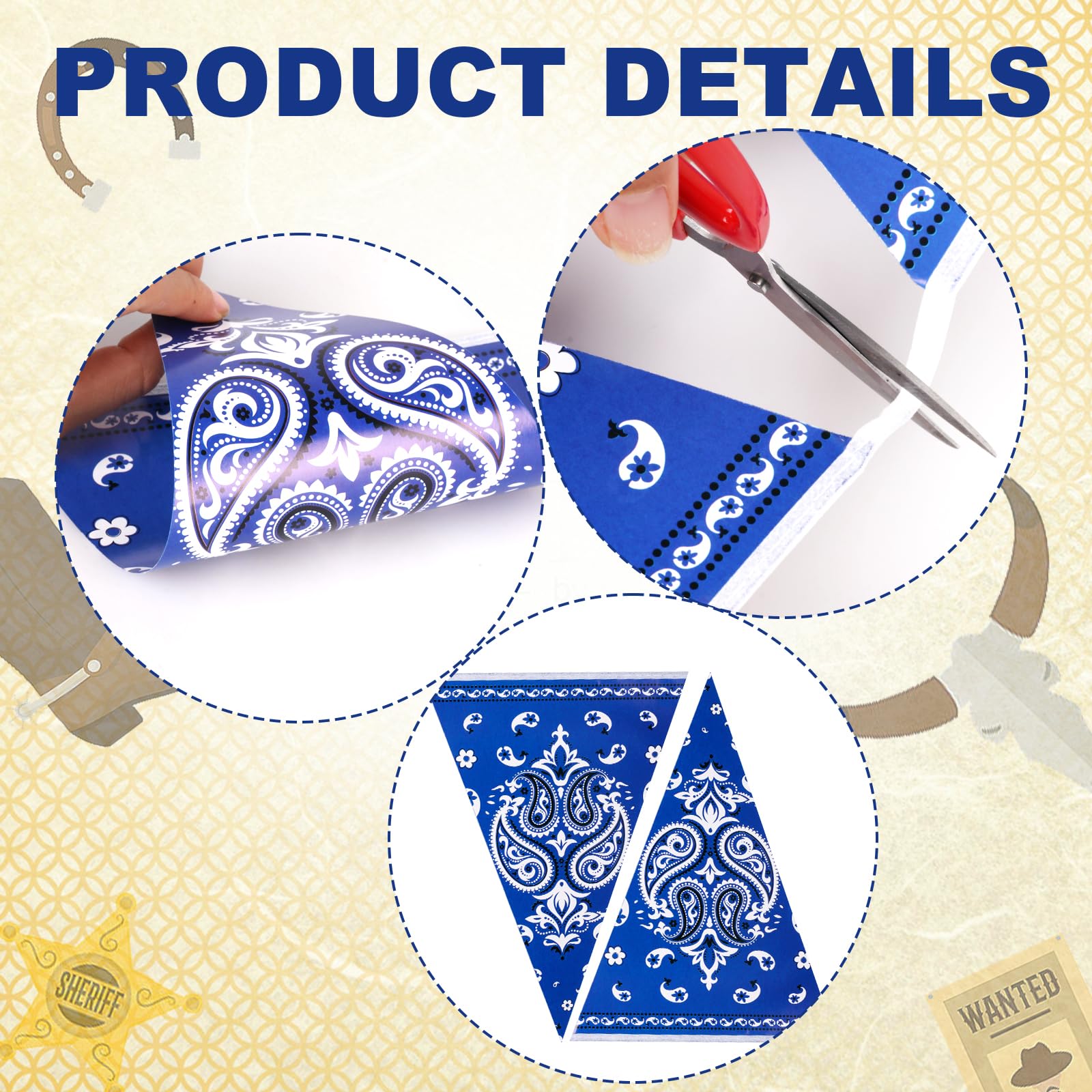 Snapklik.com : Western Themed Party Decorations 6 Pack Blue Bandana ...