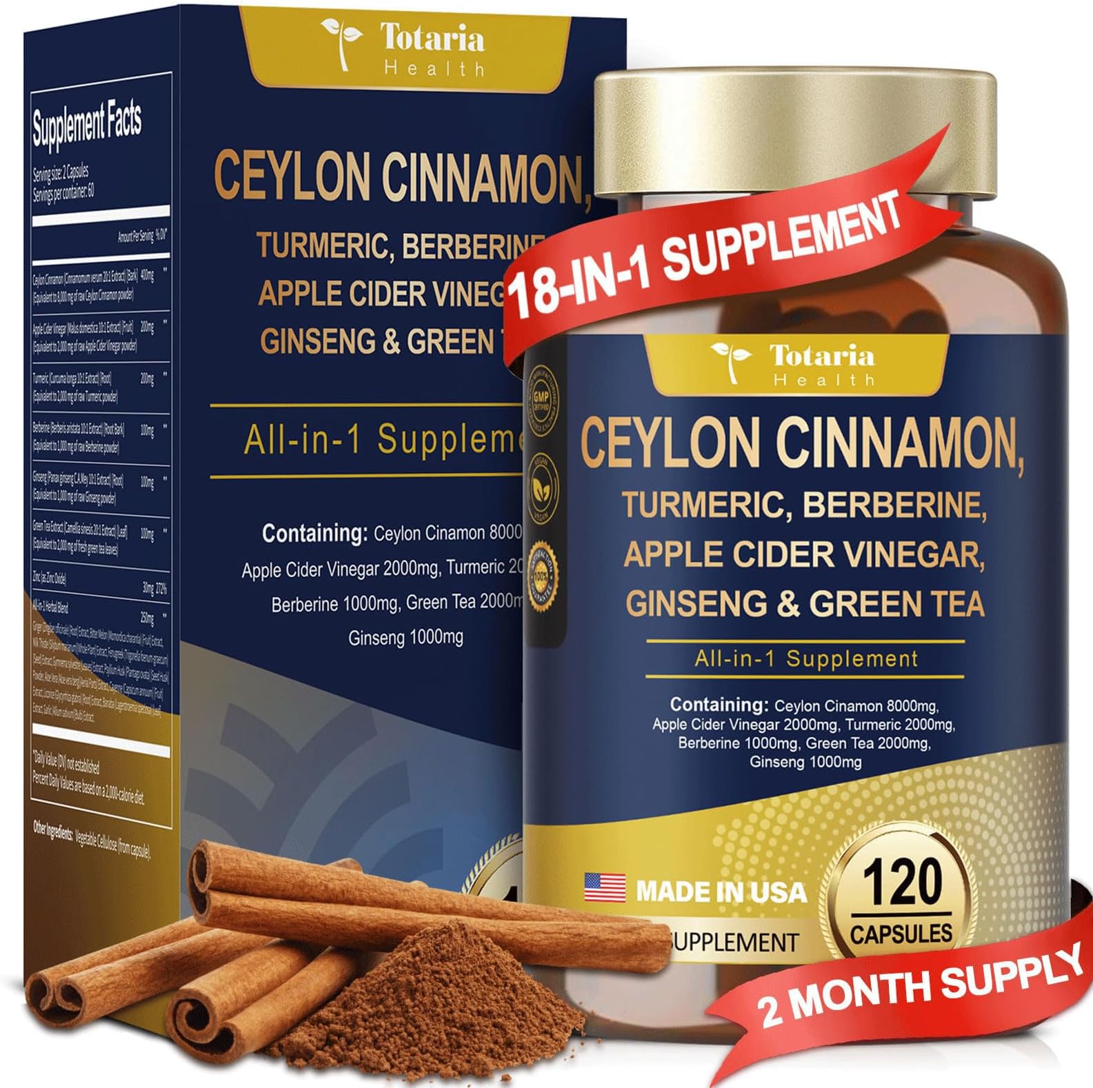 Amazon.com: Ceylon Cinnamon Capsules with Berberine HCl, Apple Cider ...
