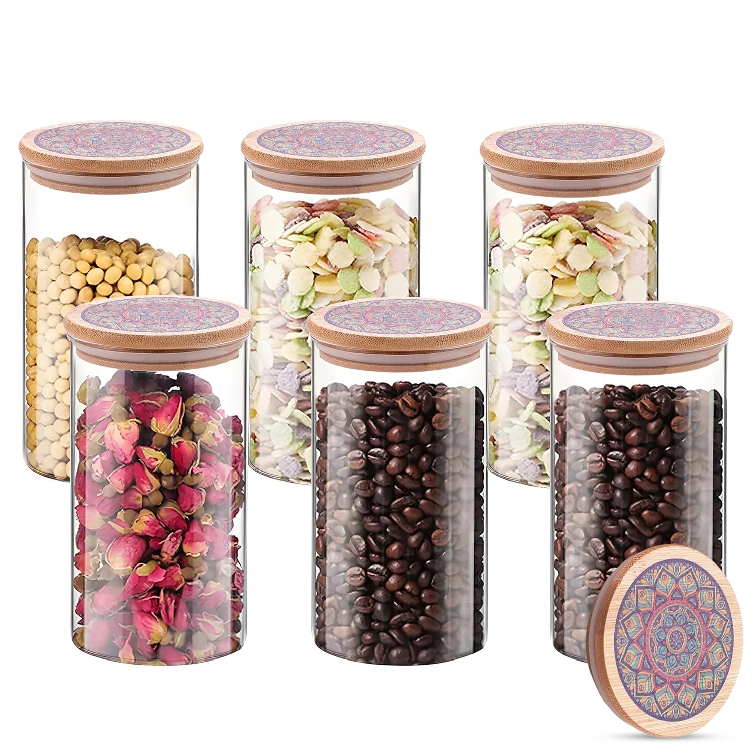Buy The Better Home Pack of 6 Borosilicate Glass Jars with Printed ...
