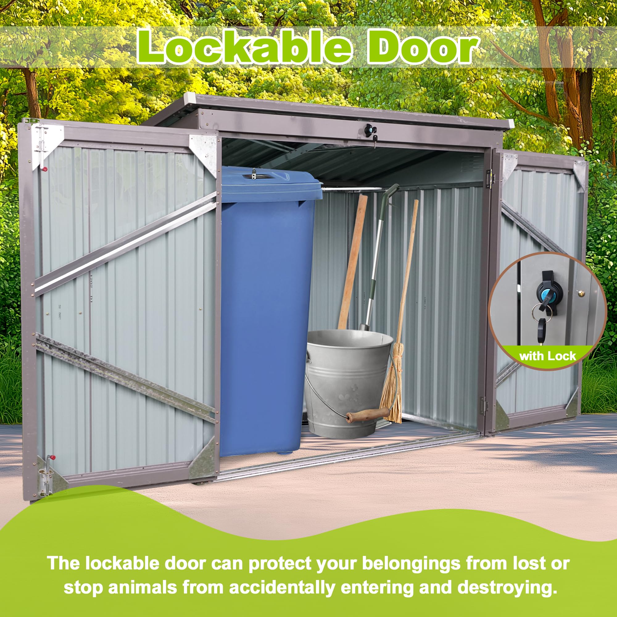 Snapklik.com : Metal Trash Can Storage Outdoor Bin Shed Hider Garbage ...