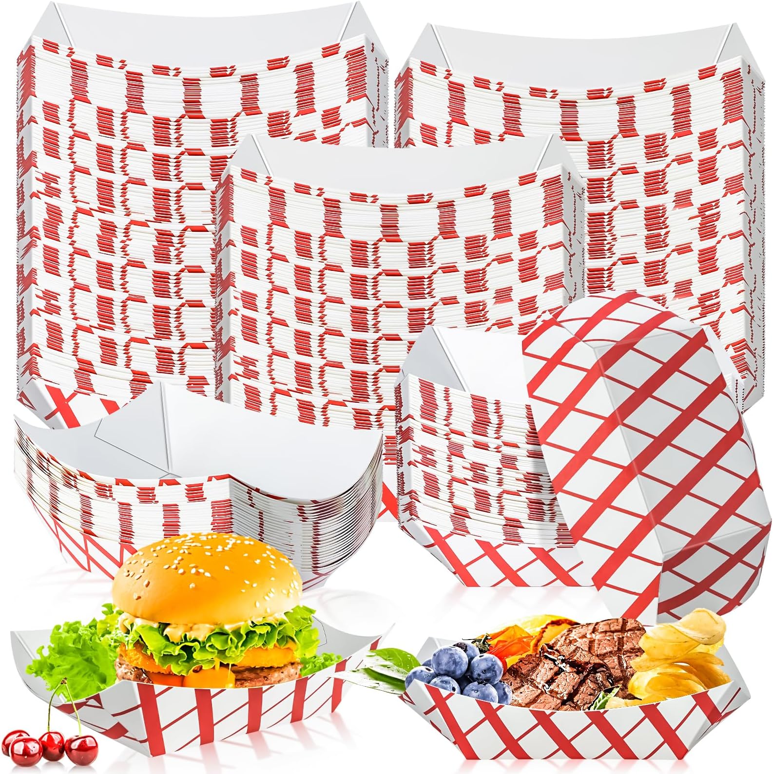 Amazon.com: MotBach 150 Pack 1lb Checkered Paper Food Boat Trays ...