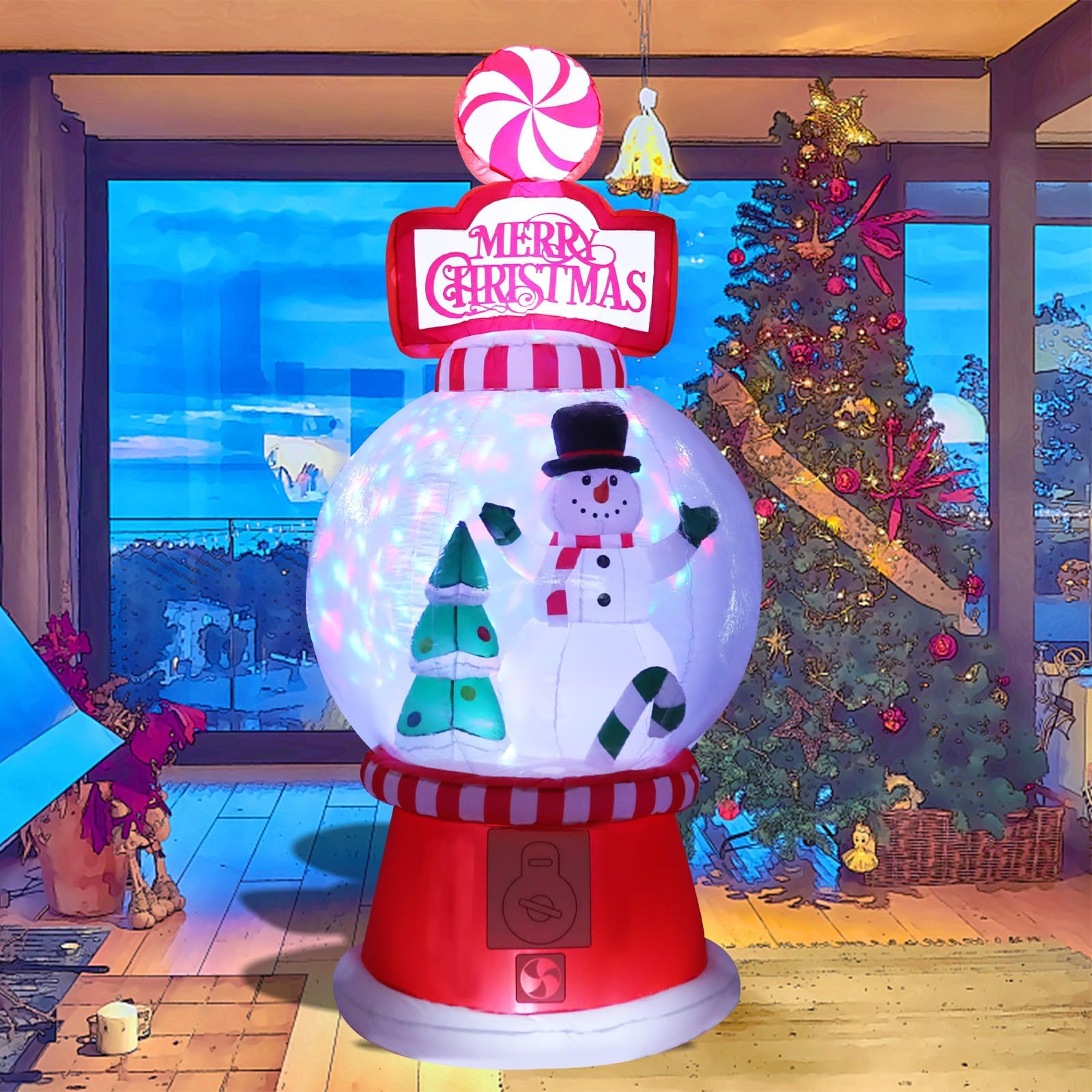 Amazon.com: Vigdur Christmas Inflatables Snow Globe - Blow Up Snowman ...