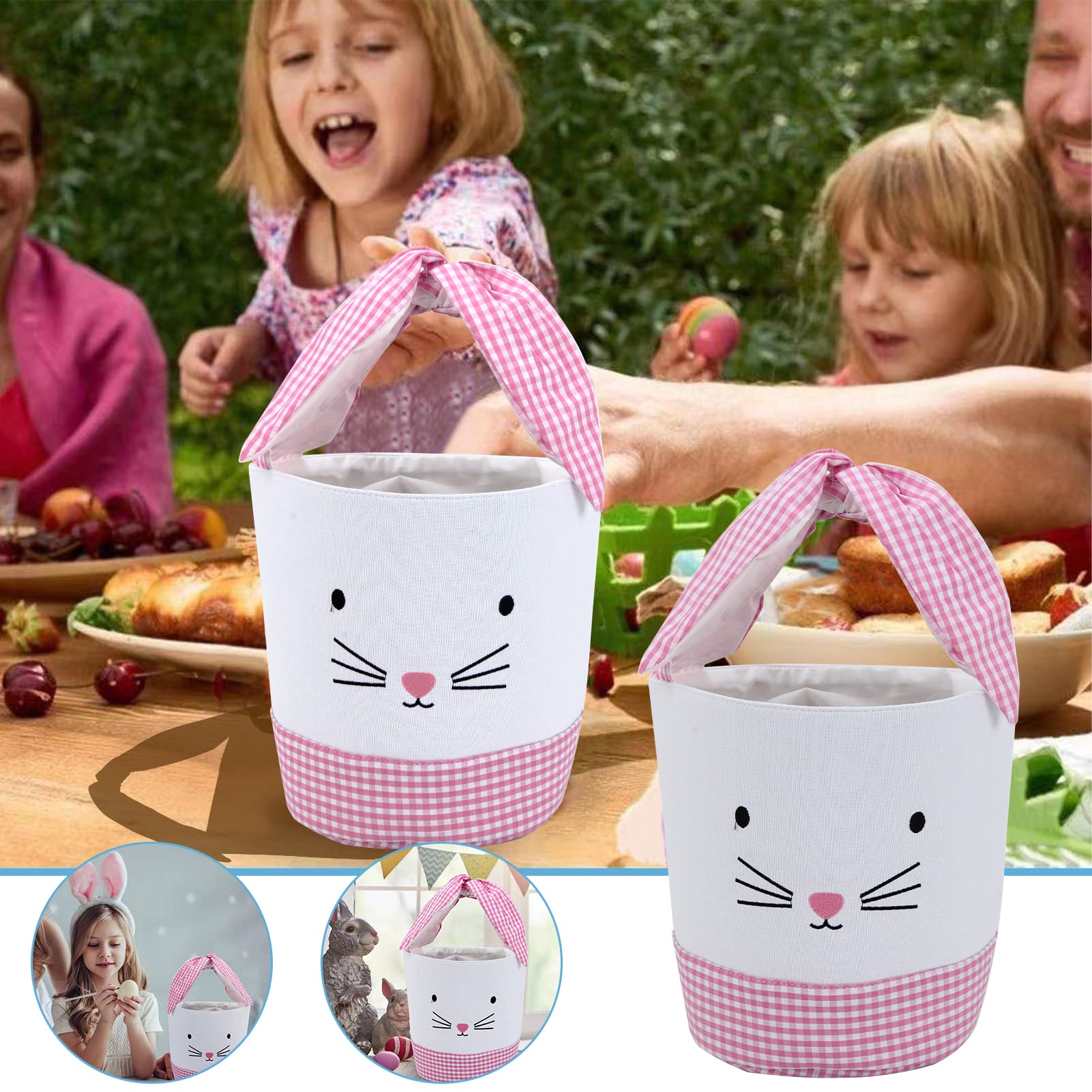 Snapklik.com : Easter Bunny Basket Egg Bags For Kids,Canvas Cotton ...