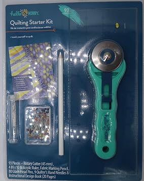 Amazon.com: Hello Hobby Quilting Starter Kit 93 Peices- Rotary Cutter ...