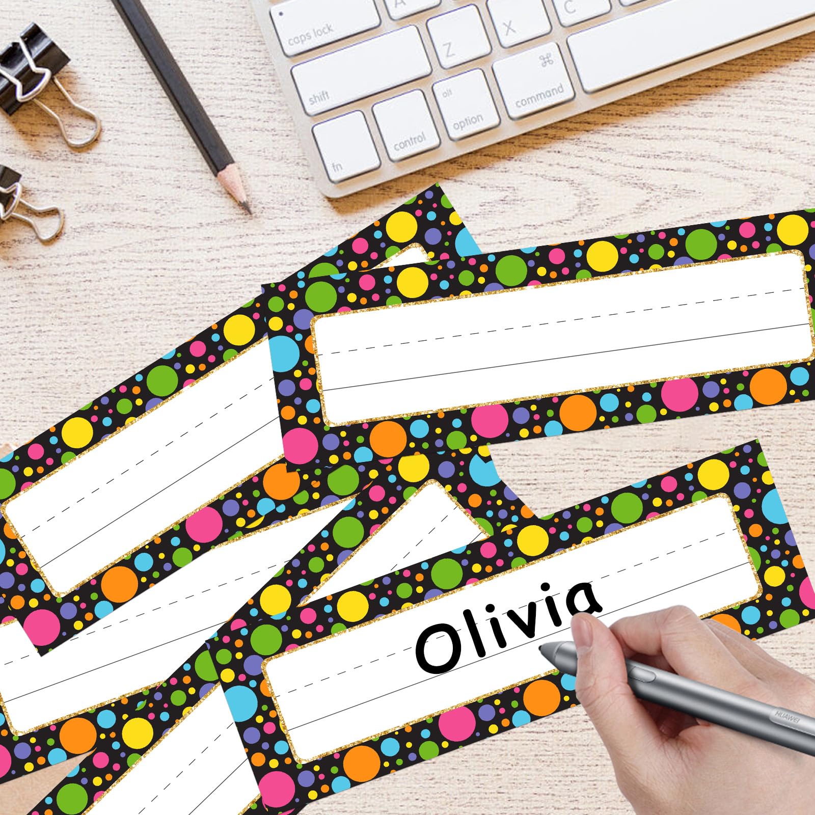 Snapklik.com : Name Tags For Classroom Desks - 36Pcs Watercolor Dots ...