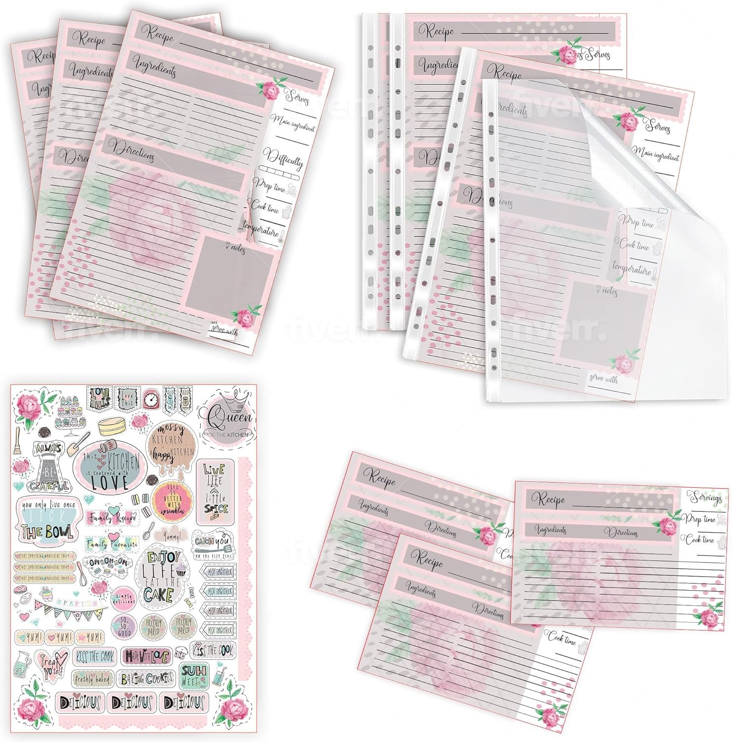 Amazon.com : Queen Recipe Binder Refill Pages 30 4 x 6 Recipe Cards, 20 ...