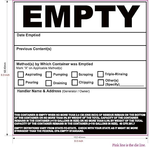 New 2016 Updated Empty Label OSHA Hazardous Waste Label 6"x6", Tough ...