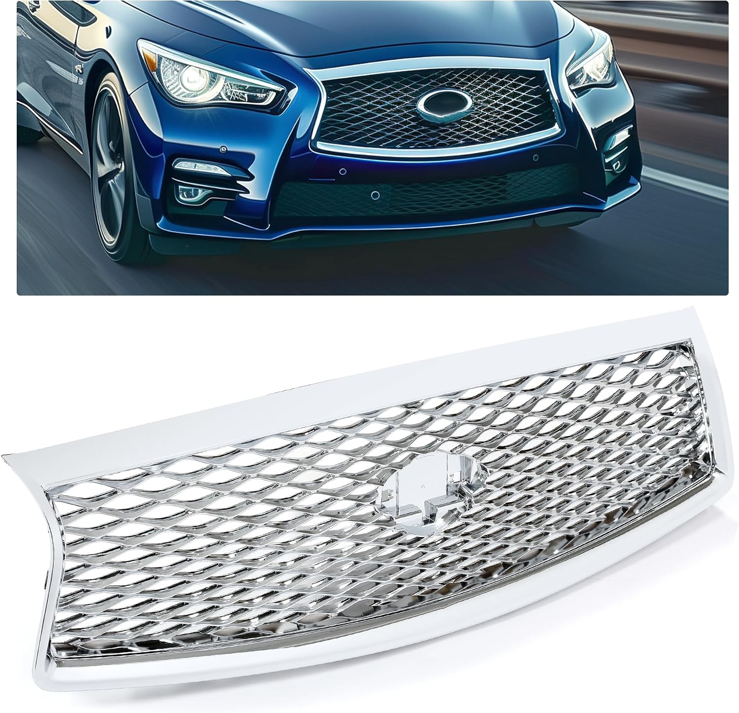 HECASA Rejilla de parachoques delantero compatible con Infiniti Q50 ...
