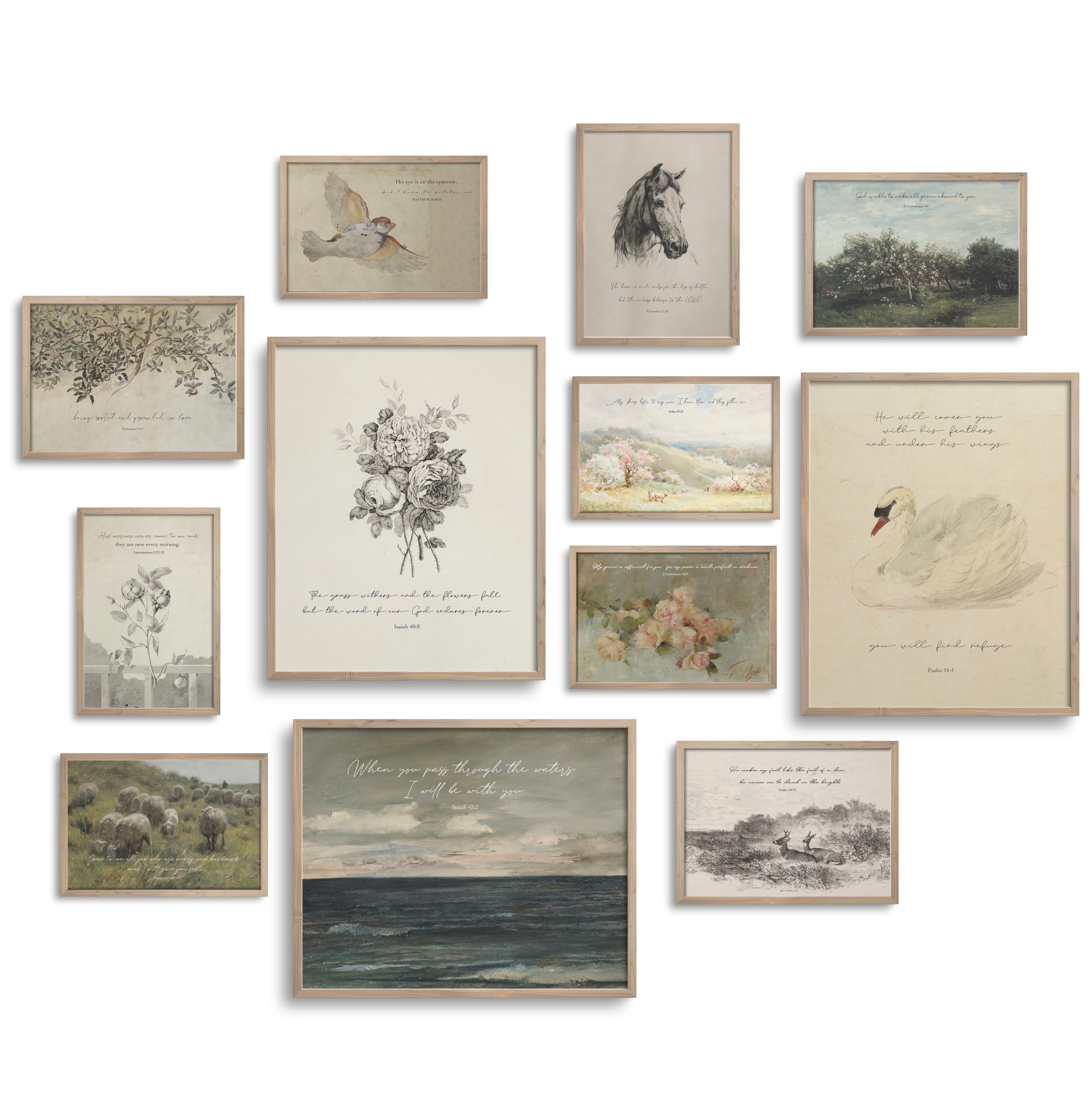 Amazon.com: TwoDays Christian Wall Art, Vintage Bible Verses Gallery ...