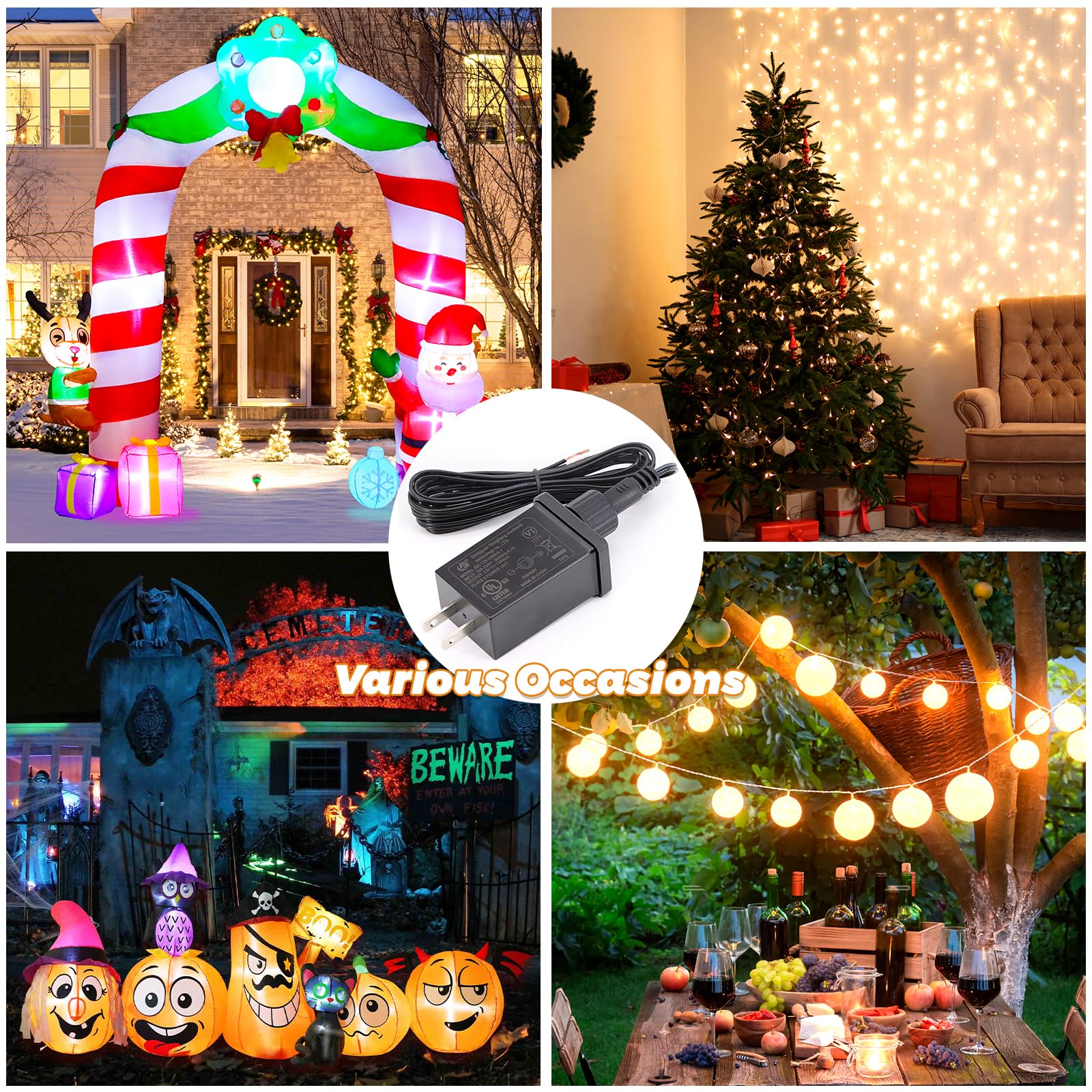 Snapklik.com : 2 Pcs Replacement Yard Inflatable Adapter, LED ...