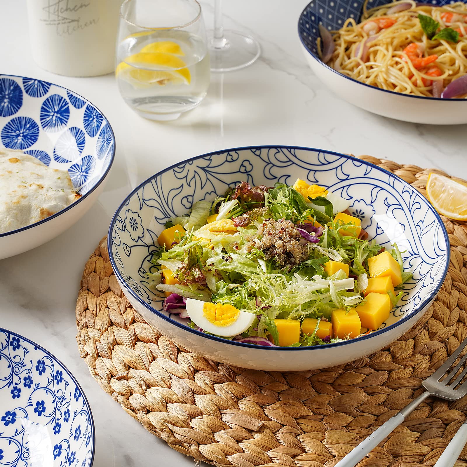 Snapklik.com : Selamica Porcelain 40oz Large Serving Bowls 9 Inch Big ...