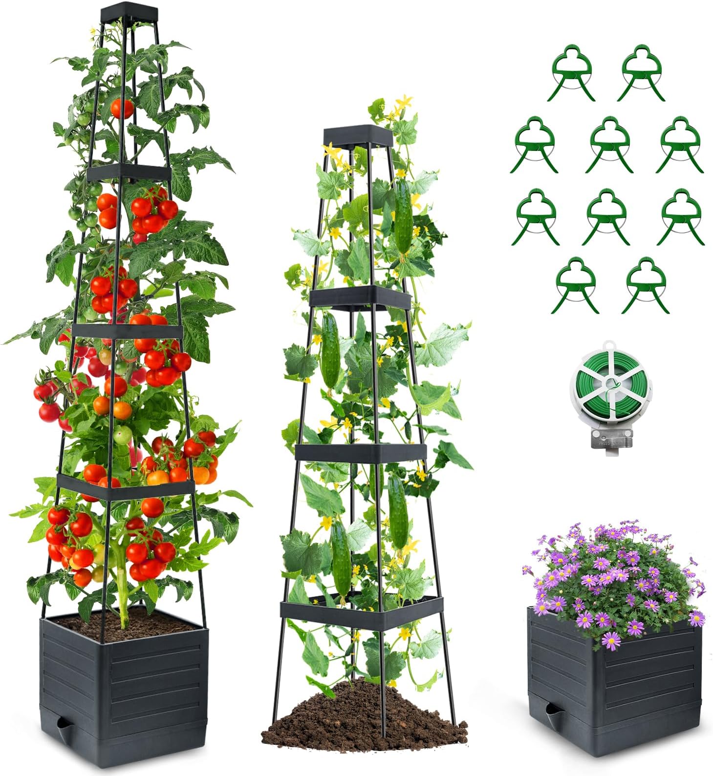 Self Watering Grow Pot Tower in Green by Garland : Amazon.co.uk: Garden