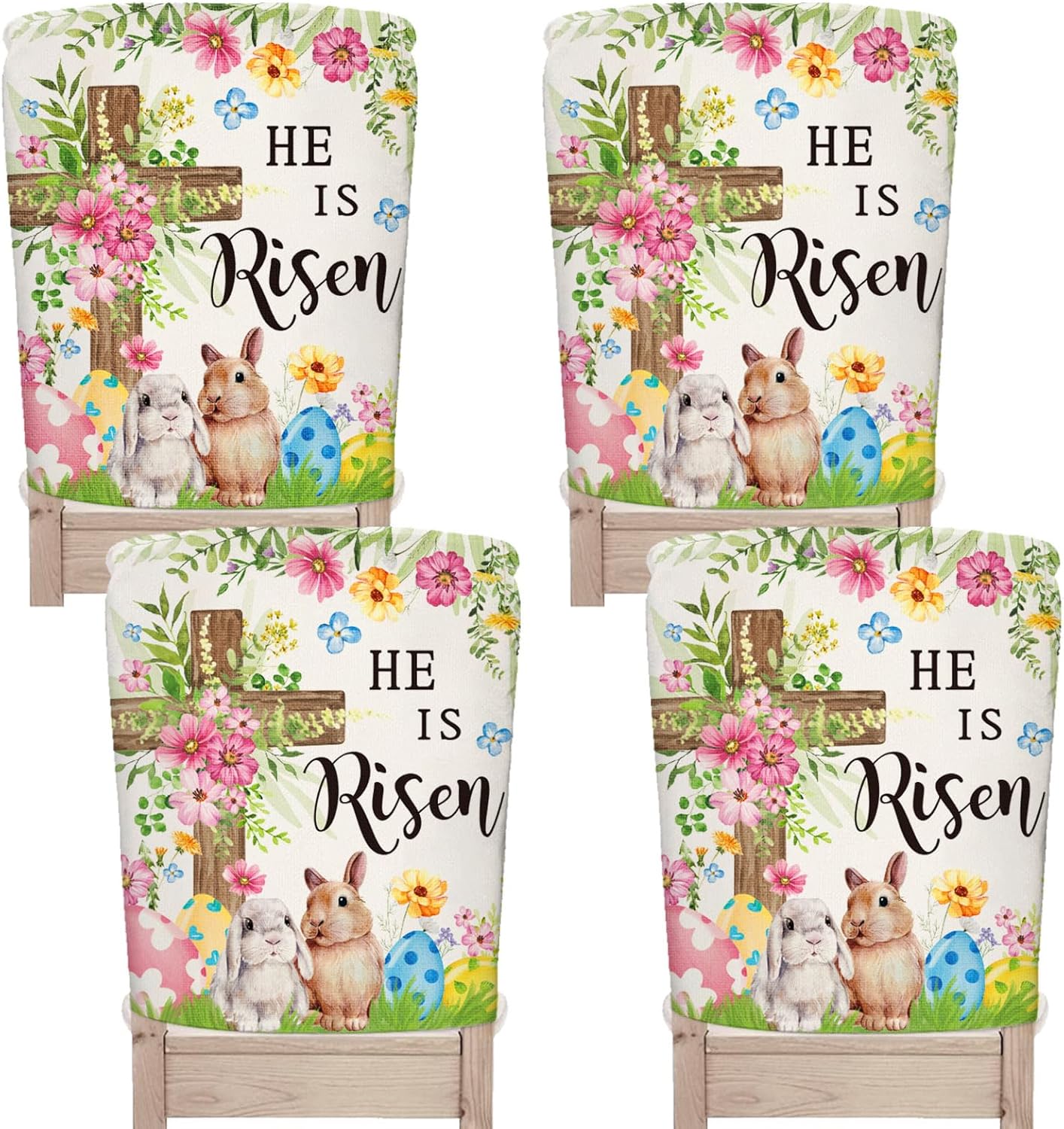 Amazon.com: JarThenaAMCS 4Pcs Easter Chair Back Cover Watercolor Flower ...