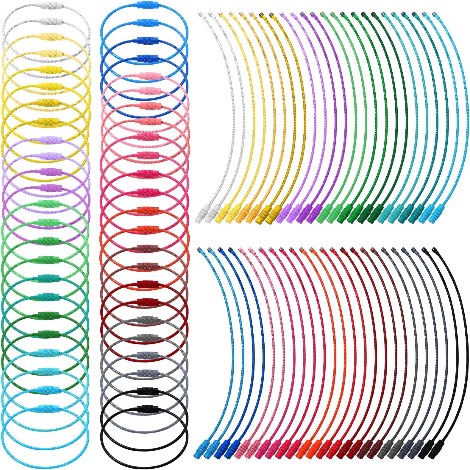 Amazon.com: bayite Pack (100) Stainless Steel Wire Keychains Cable, Key ...