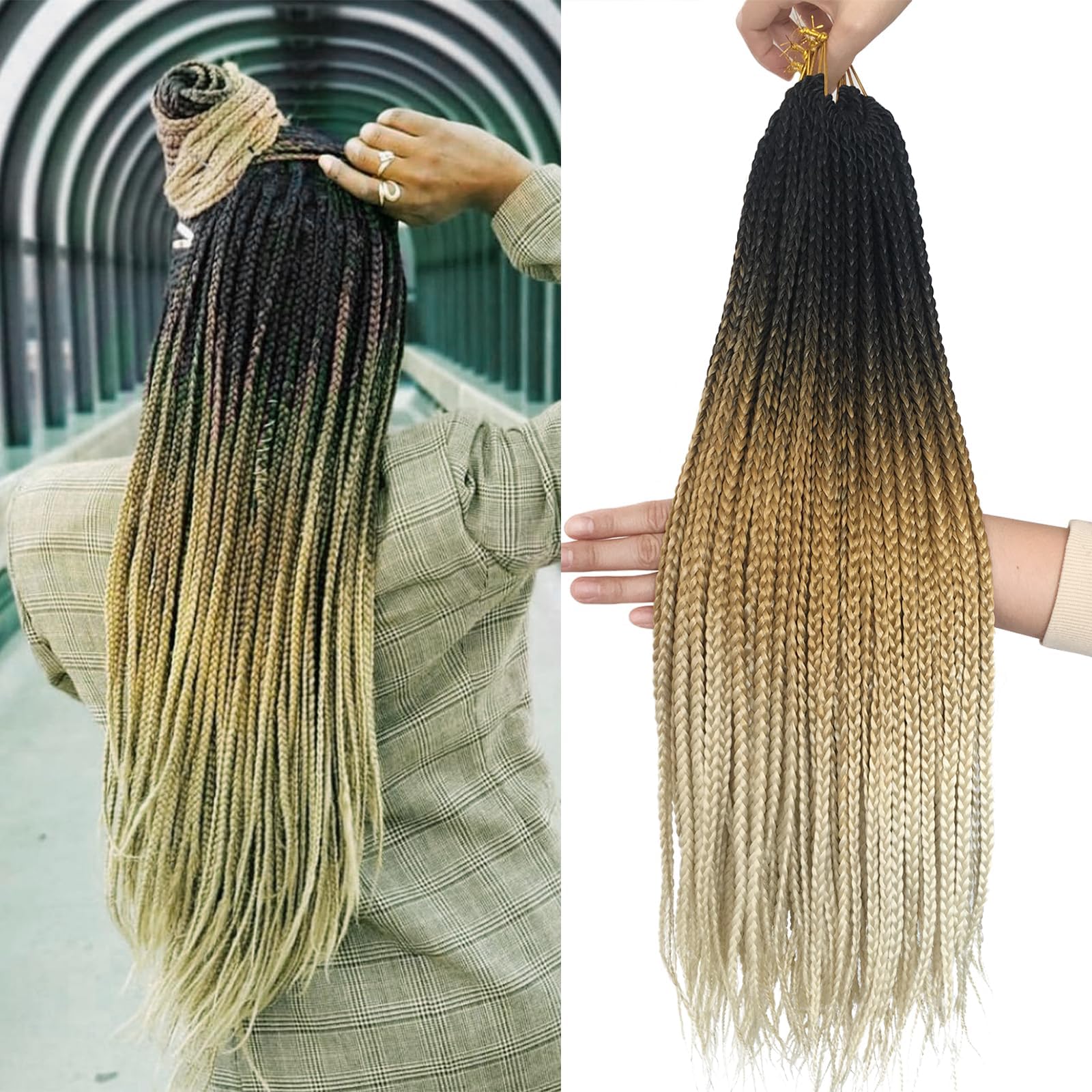 Amazon.com : T1B/27/613 Box Braid Crochet Hair Blonde Goddess Crochet ...