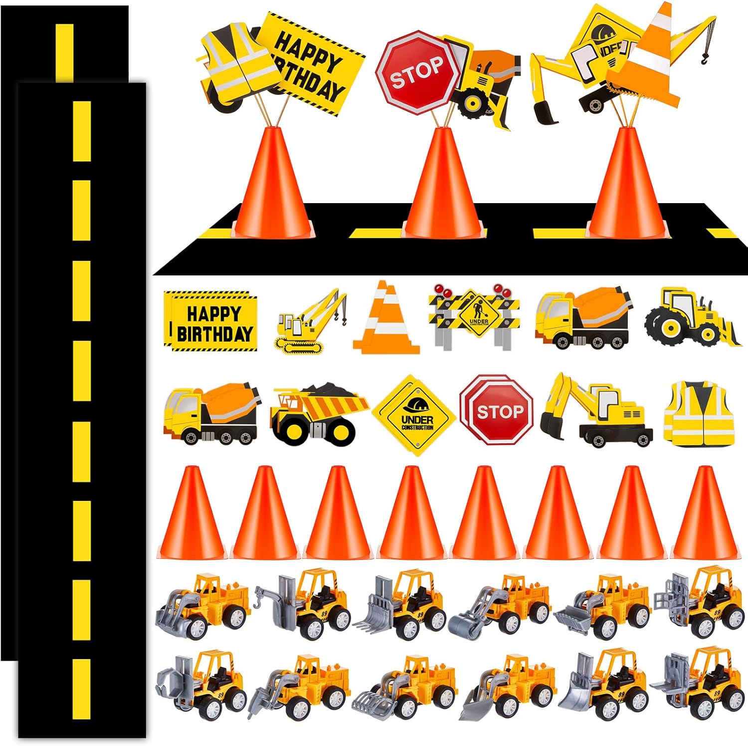 Amazon.com: Jenaai 46 Pcs Construction Birthday Party Supplies Mini ...