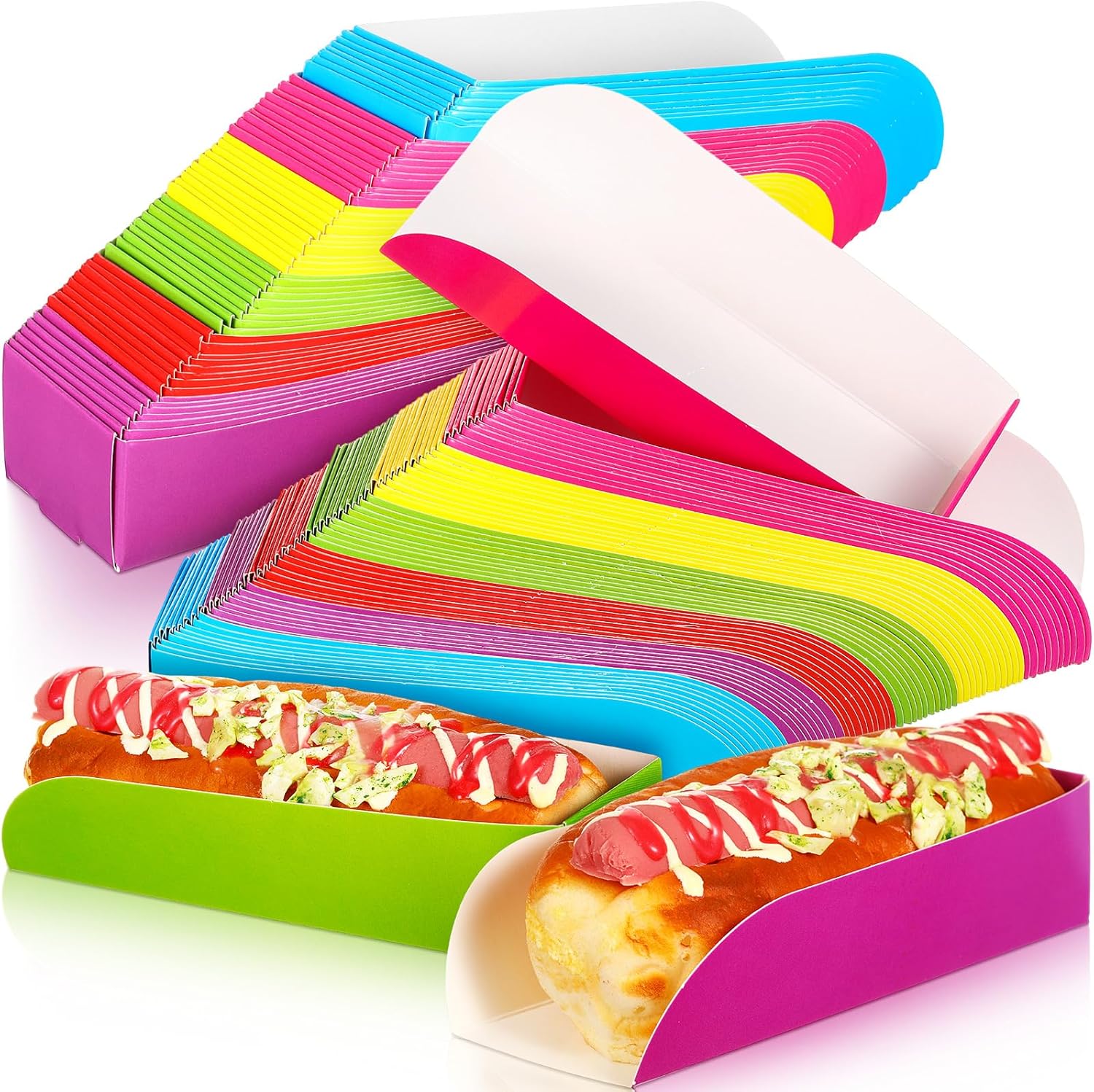 Amazon.com | Havawish 120 Pack Disposable Hot Dog Trays Colorful Corn ...