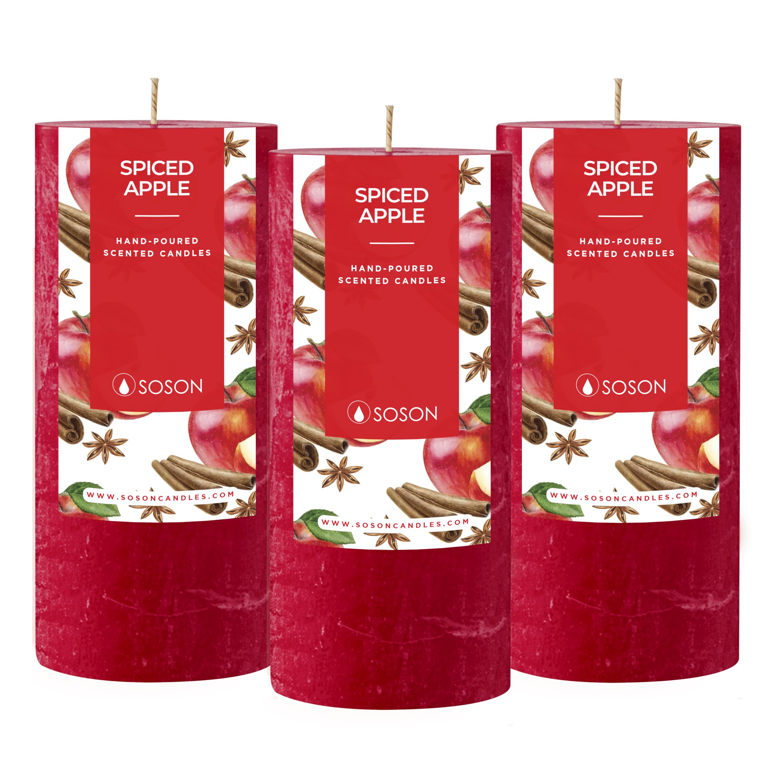 Amazon.com: Simply Soson Apple Spiced Fall Scented Candle, 3x6 inch Set ...