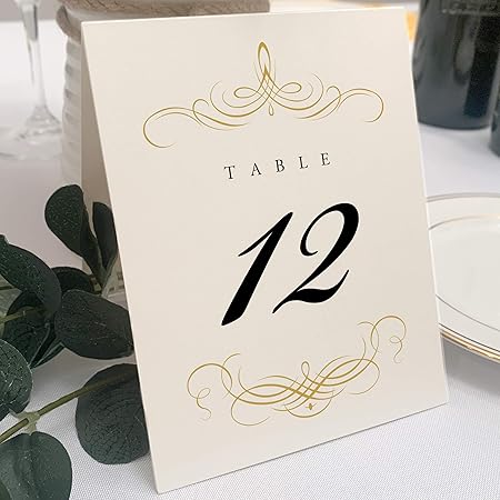 Amazon.com: Gold Wedding Table Numbers Cards (1-30 + Head Table) 4x6 ...