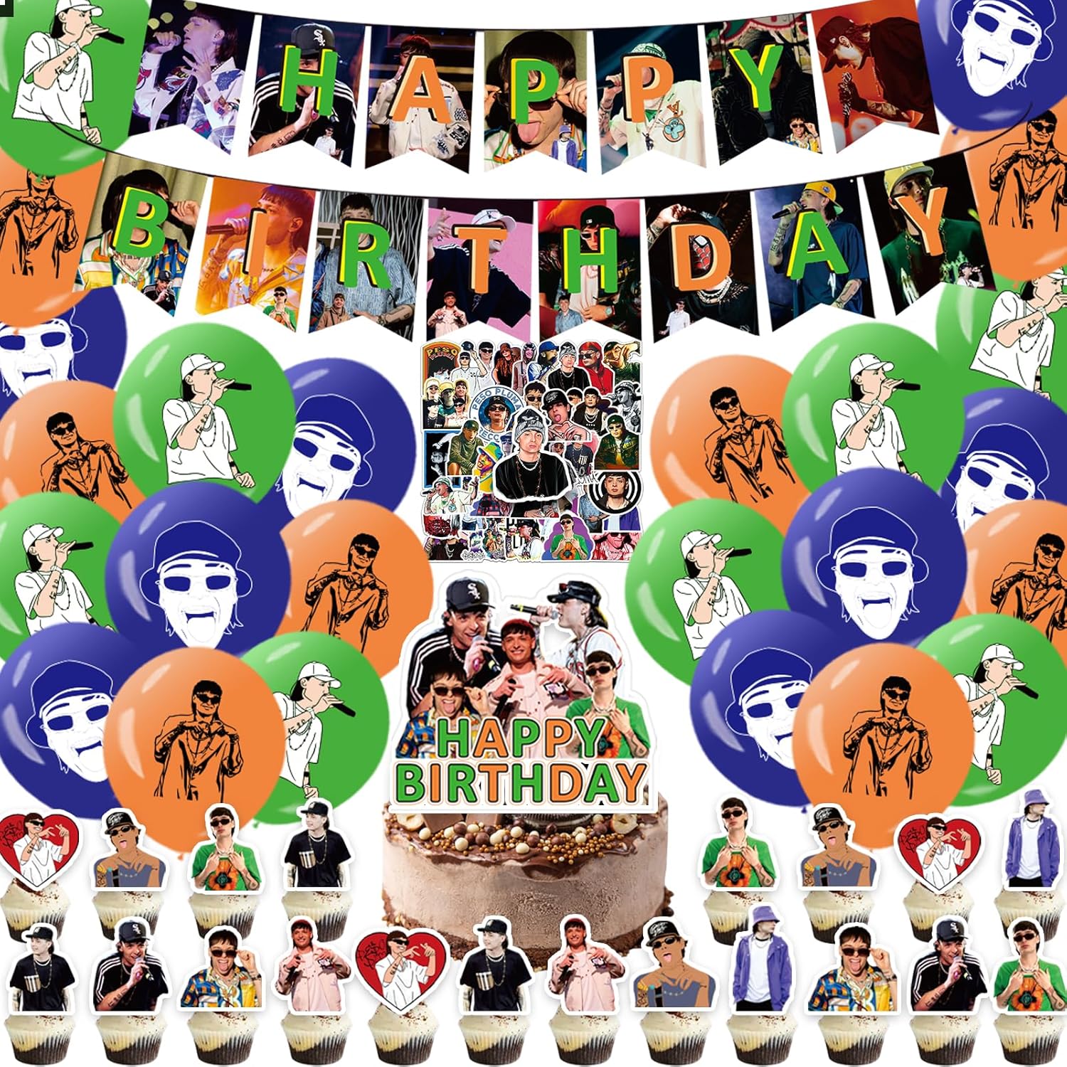 Amazon.com: 100Pcs Party Decorations for Fans,Rapper Singer Themed ...