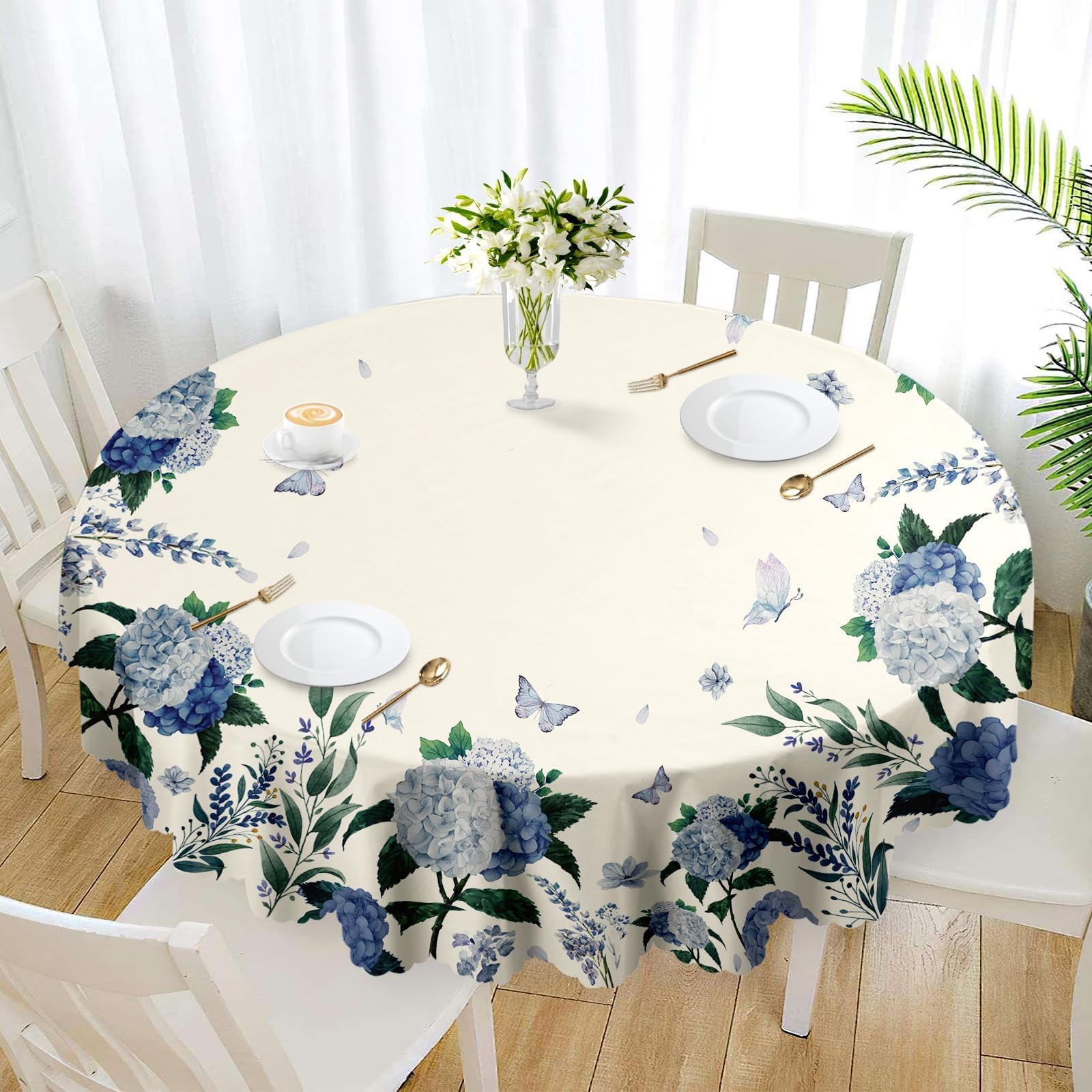 Amazon.com: LeLehome 68" Round Flower Embroidered Tablecloth Classic ...