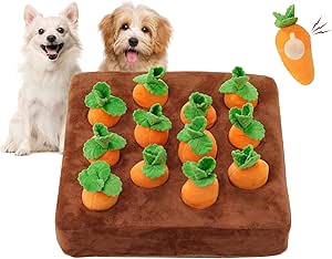 IVVIQQ Interactive Dog Toys，Squeak Carrot Snuffle Mat for Dogs Plush ...