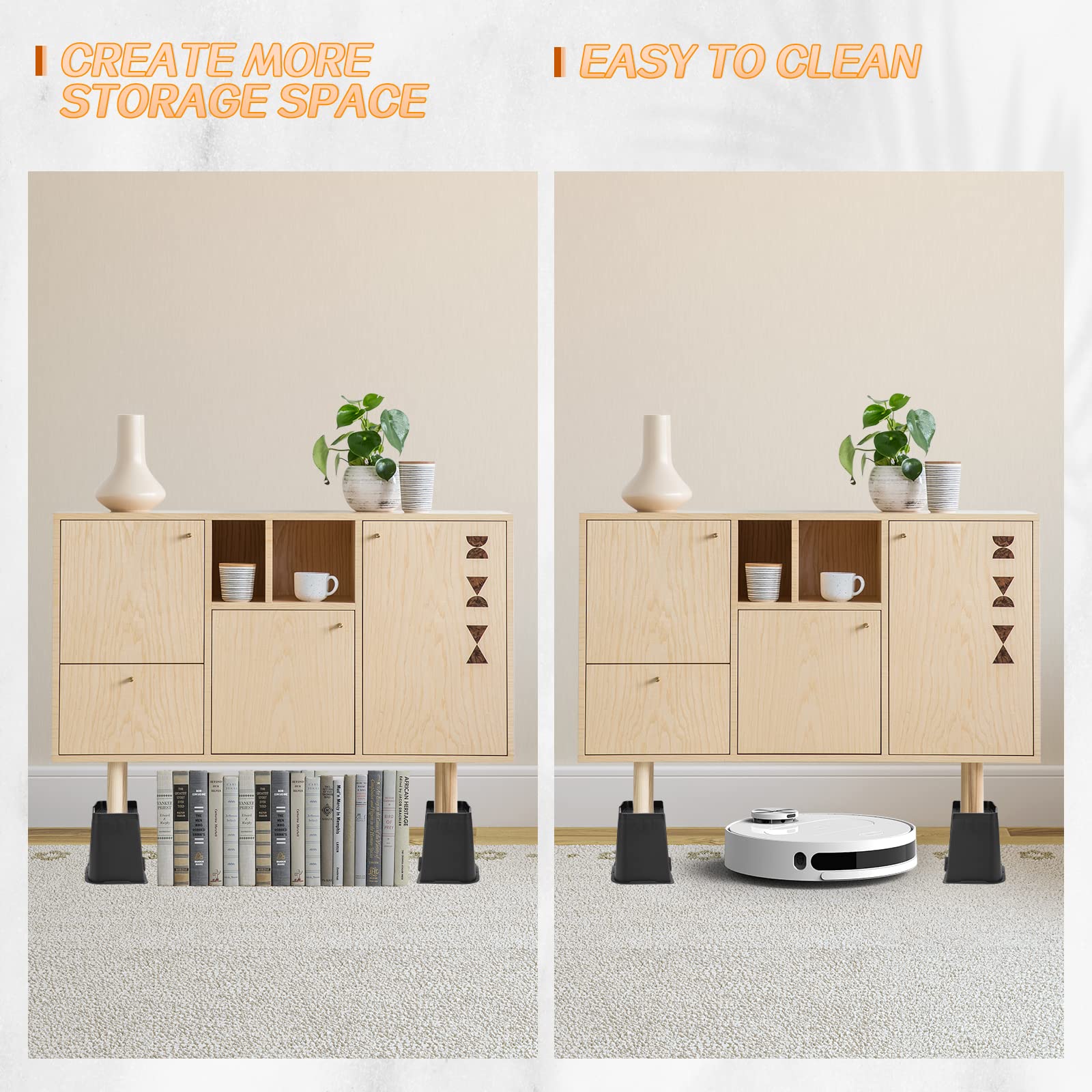 Snapklik.com : Bed Risers 6 Inch Heavy Duty, 4 Pack Bed Leg Riser ...