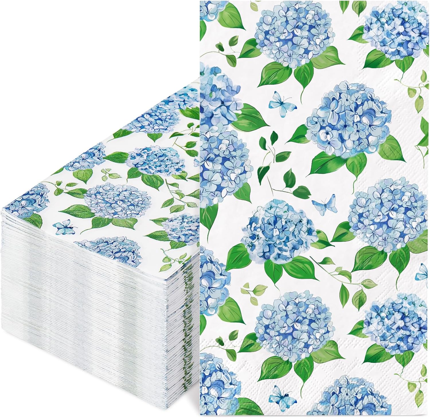 Amazon.com: FYSUIMU 100Pcs Hydrangea Flower Paper Napkins 3 Ply Blue ...