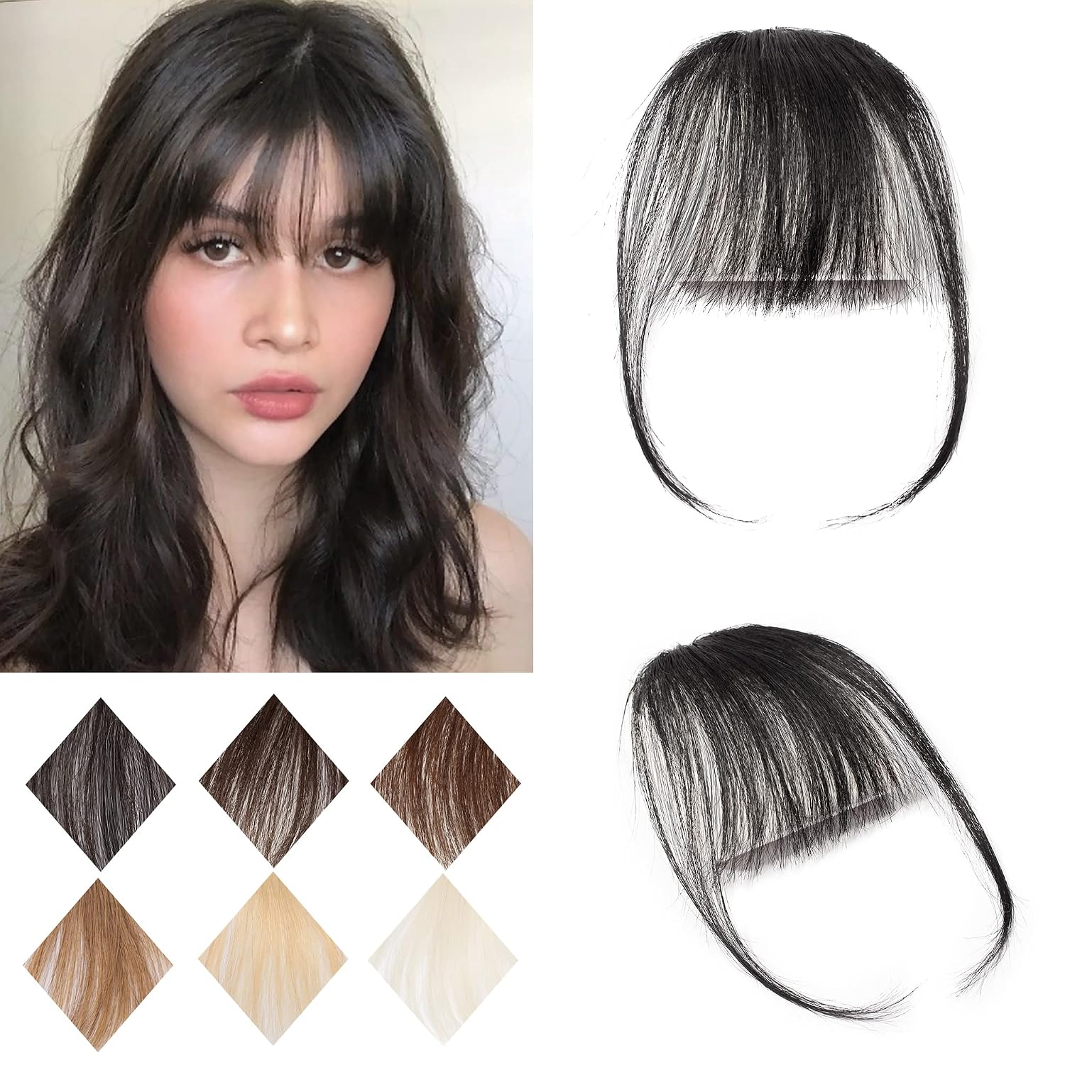 Amazon.com : SEGO Clip in Bangs Air Bangs 3g 100% Real Human Hair Wispy ...