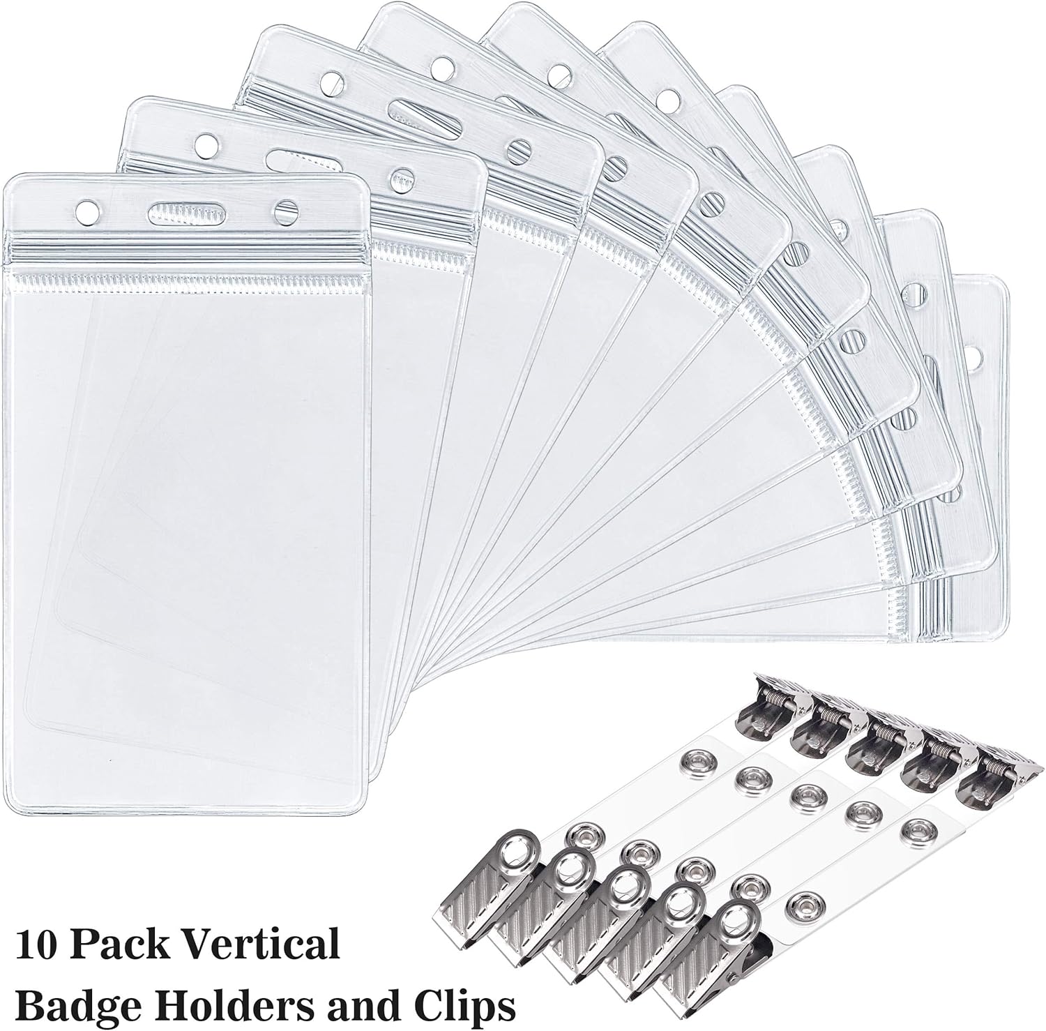 ID Badge Holder with Metal Badge Clips – Waterproof Sealable Clear ...