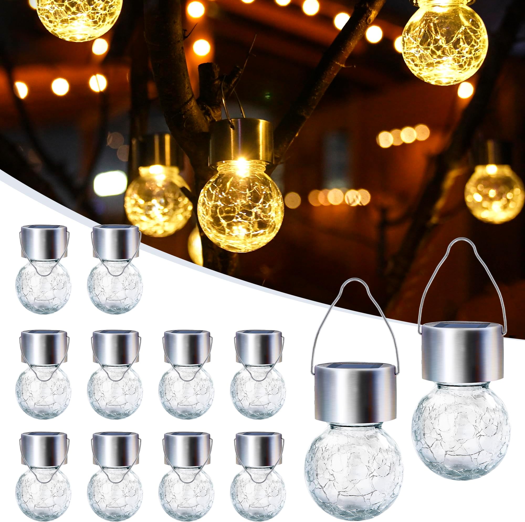 Amazon.com: Twinkle Star 8 Pack Outdoor Solar Lanterns Hanging Solar ...