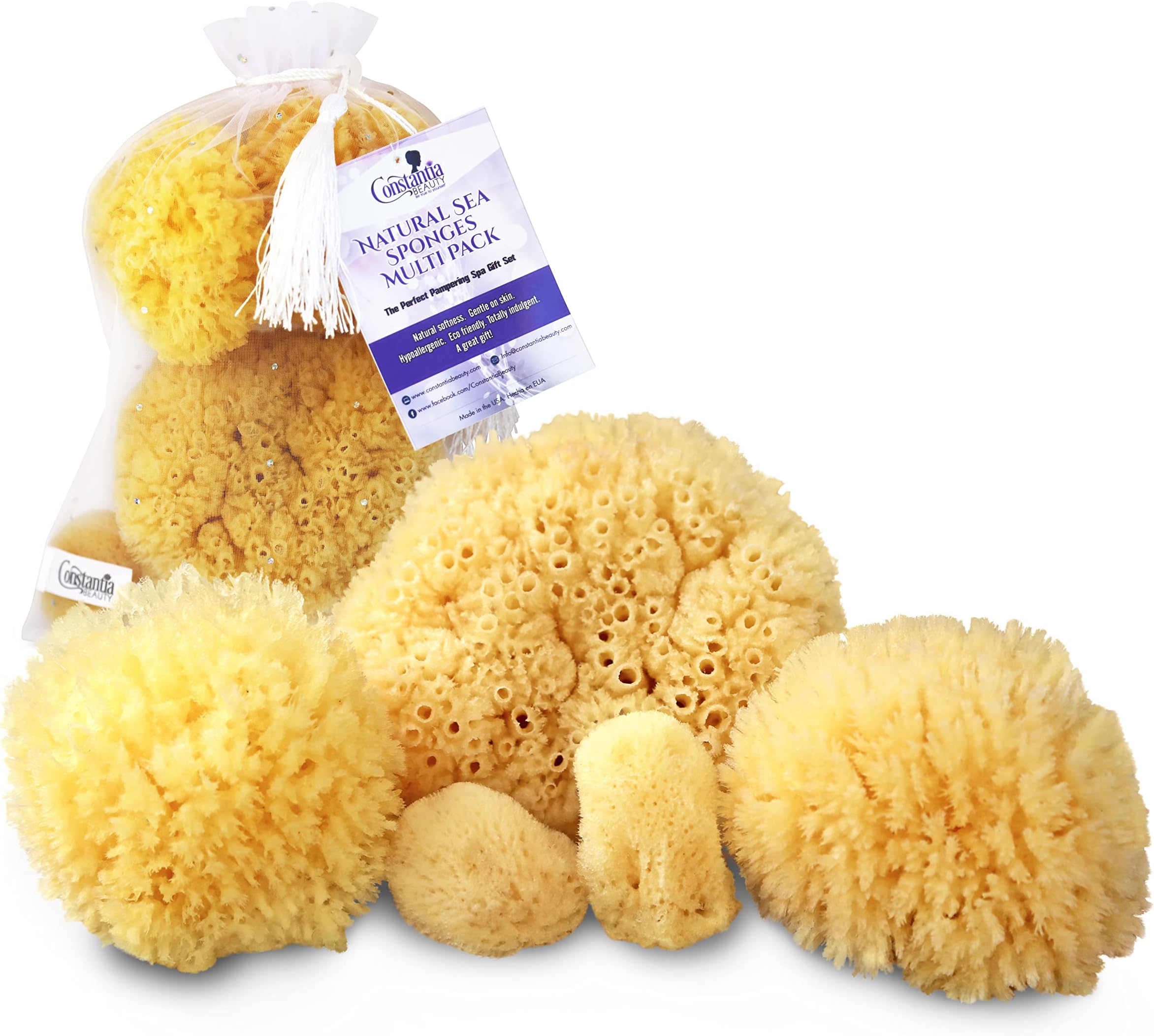 Amazon.com: Real Natural Sea Sponges Multipack - 5pc Spa Gift Set in ...