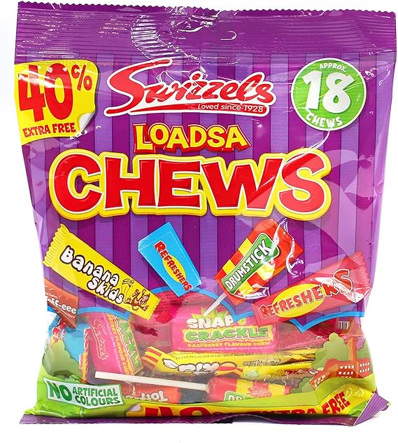 Swizzels Loadsa Chews + 40% Extra Free Black : Amazon.co.uk: Grocery