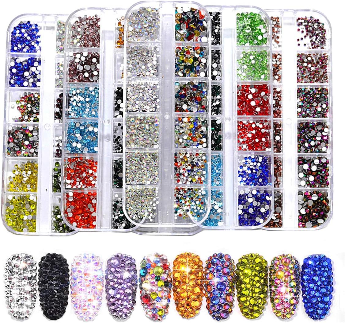 Amazon.com: BLINGINBOX Nail Art Rhinestones 3100pcs Multi-Size Glass 2 ...