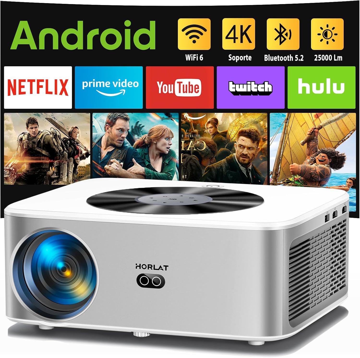 【Android TV】Smart Projector 4k Support with 5G WiFi& Bluetooth-700ANSI ...