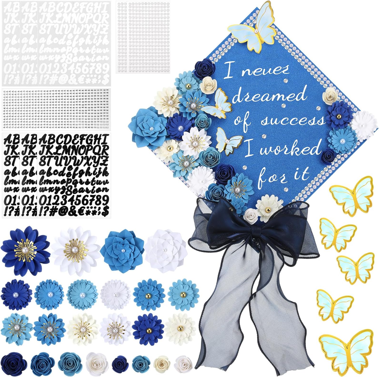 Amazon.com: MotiMind 46 Pcs DIY Graduation Cap Decorations Kit Included ...