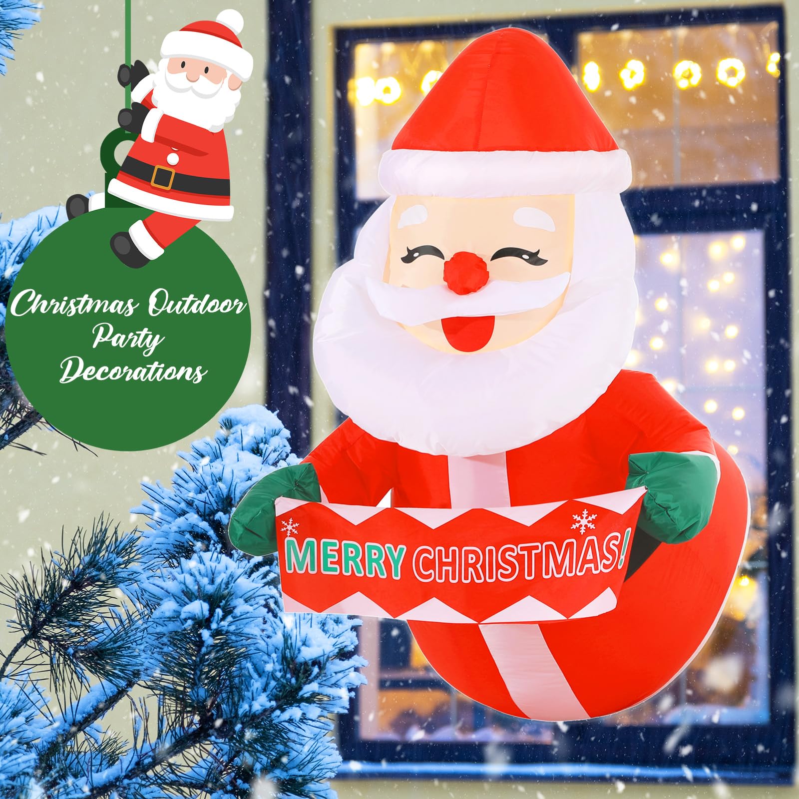 Snapklik.com : Libima 3ft Christmas Inflatable Santa Claus Lean Out ...