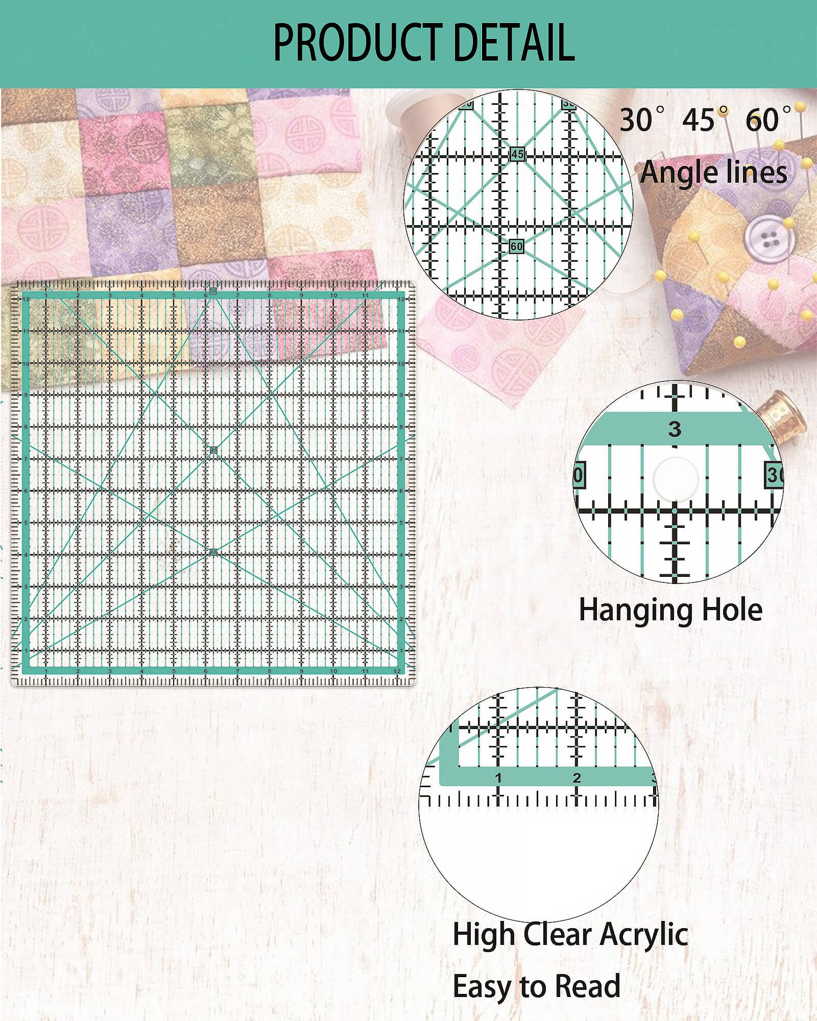 Snapklik.com : 7 Pack Quilting Rulers, Clear Acrylic Square Quilting ...