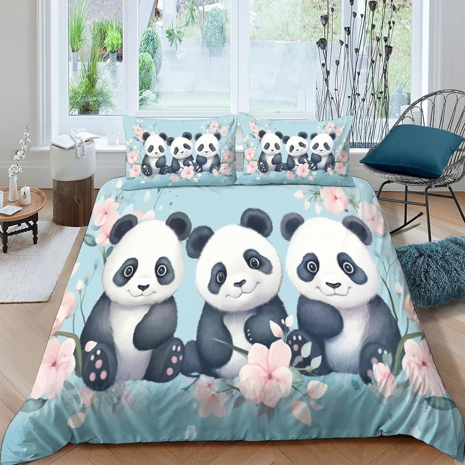 Amazon.com: Cartoon Panda Bedding Set Full Size,cartoon Animals ...