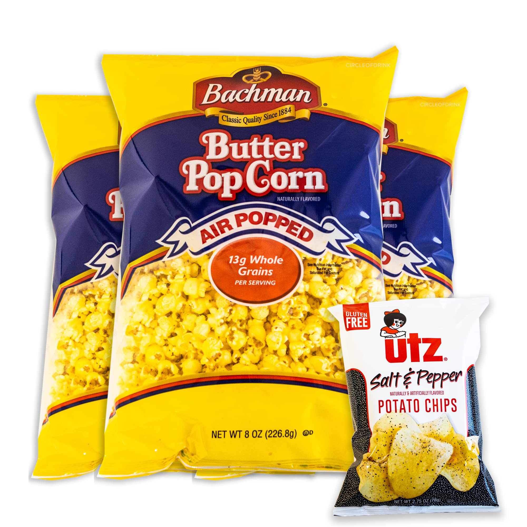 Amazon.com: Bachman Air Popped Butter Popcorn (3, 8oz bag) - Variety ...