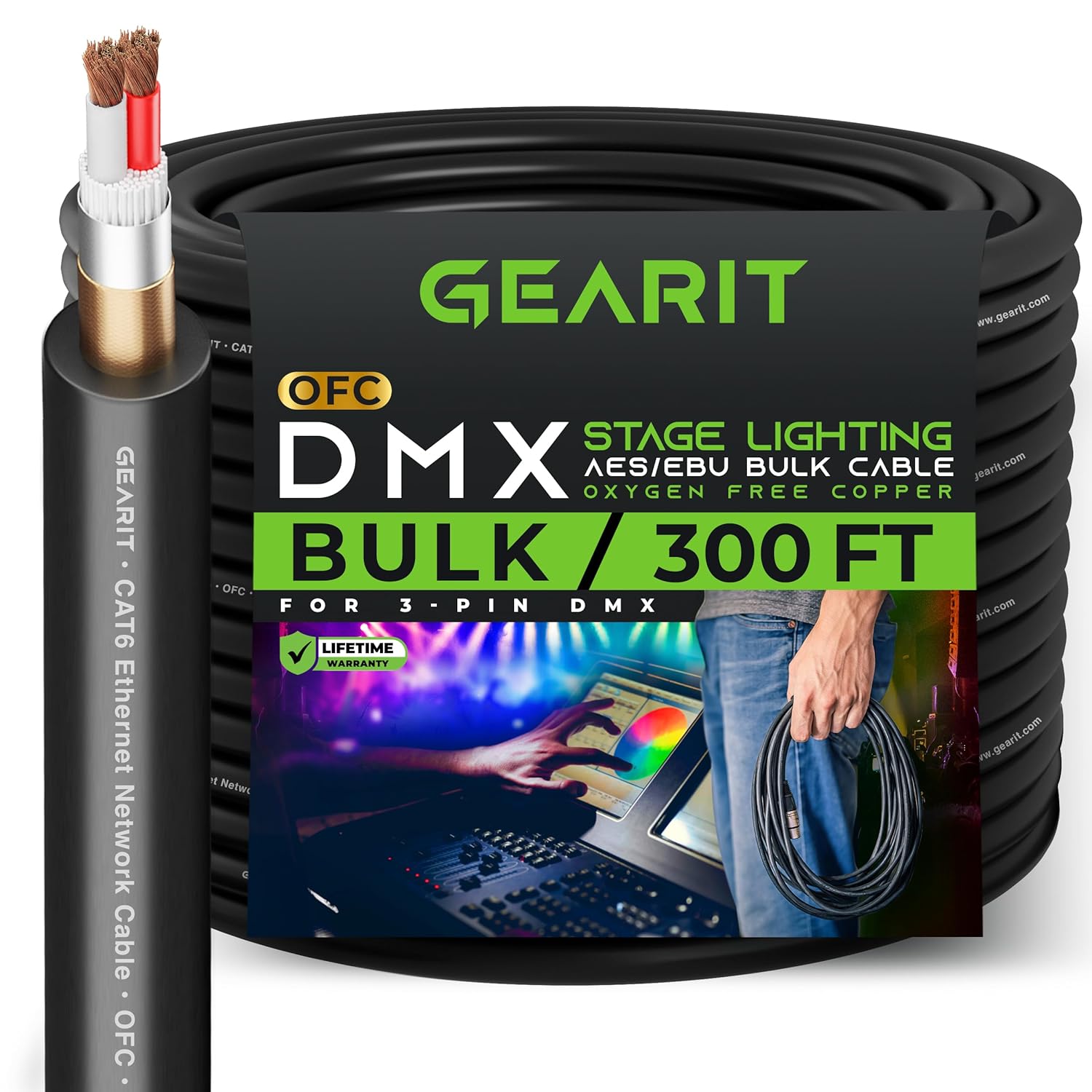 Amazon.com: GearIT DMX Stage Lighting Bulk Cable, 300 Ft Extended ...