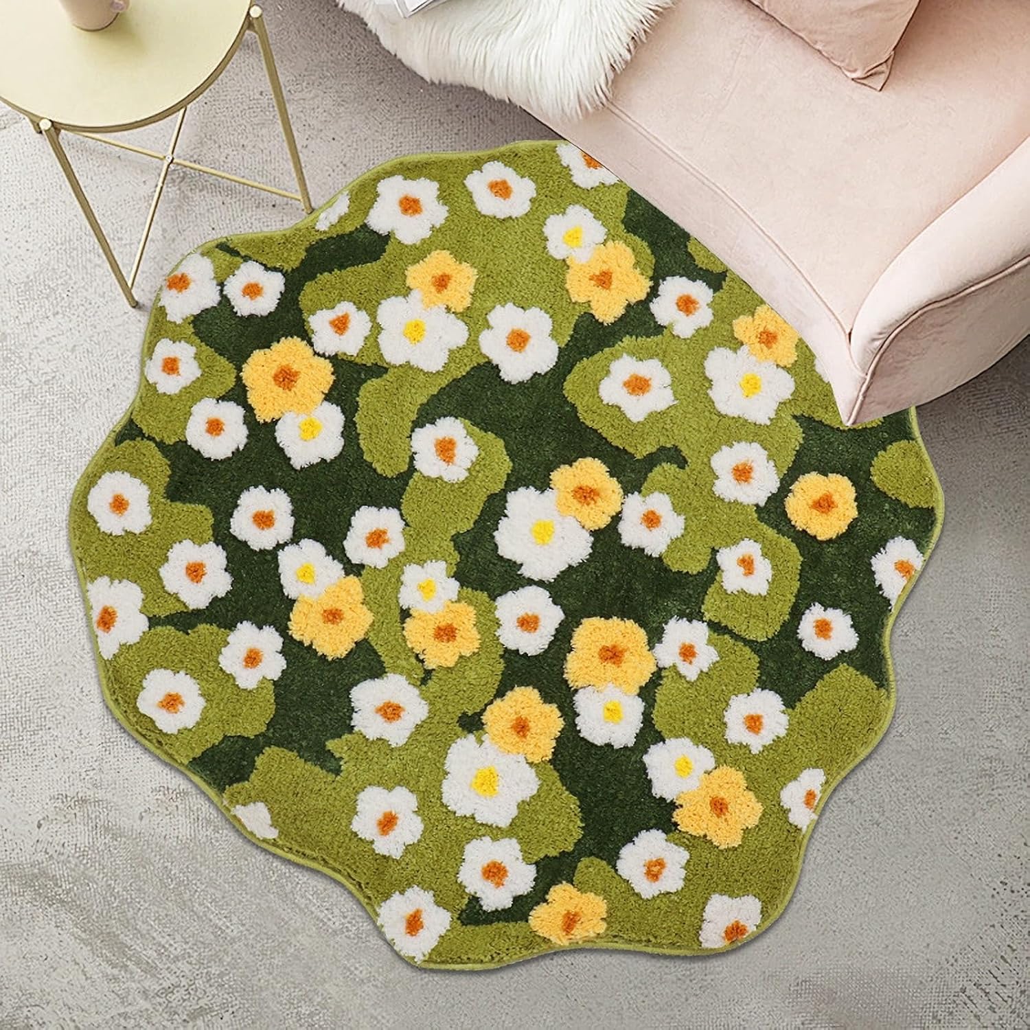Amazon.com: Taikoory Moss Rug Flower Rug Irregular Shaped Rug Round ...