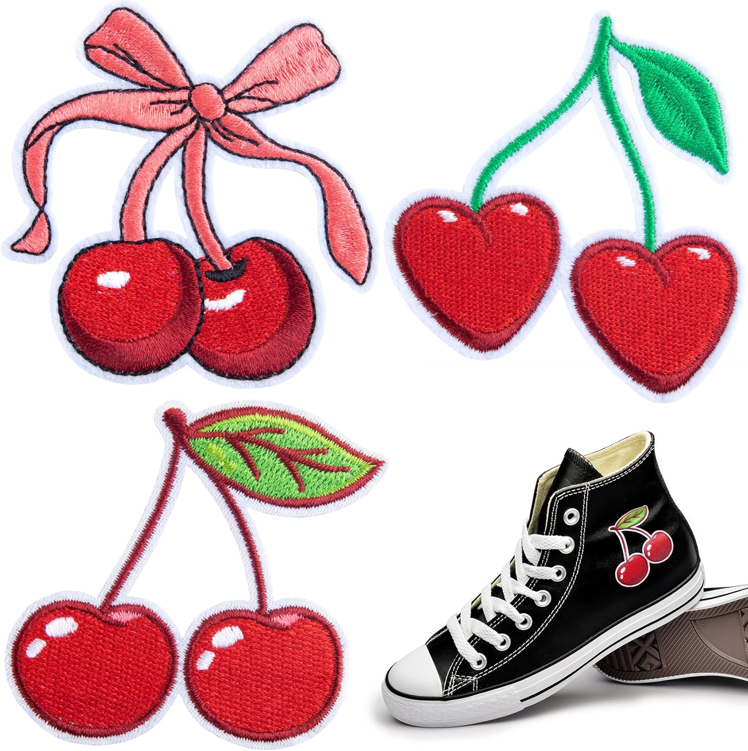 Amazon.com: STSTR 6PCS Cherry Iron on Patches, Cute Embroidered Cherry ...