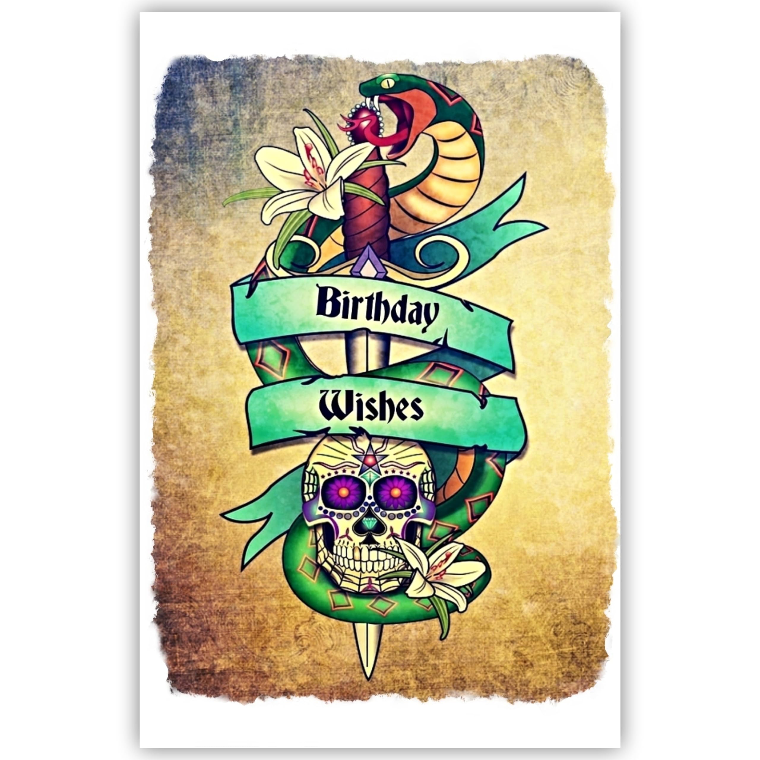 Tattoo Birthday Card, Goth Birthday Wishes Card, Alternative Birthday ...