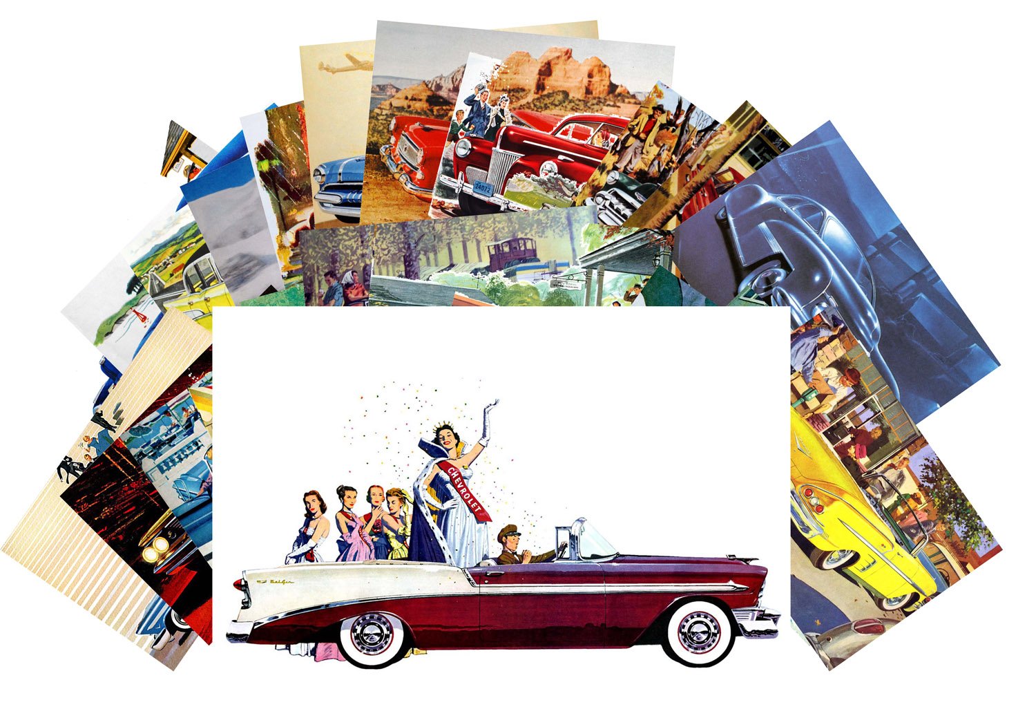 Amazon.com : Vintage PostCards 24 pcs Classic Cars Vintage Posters ...