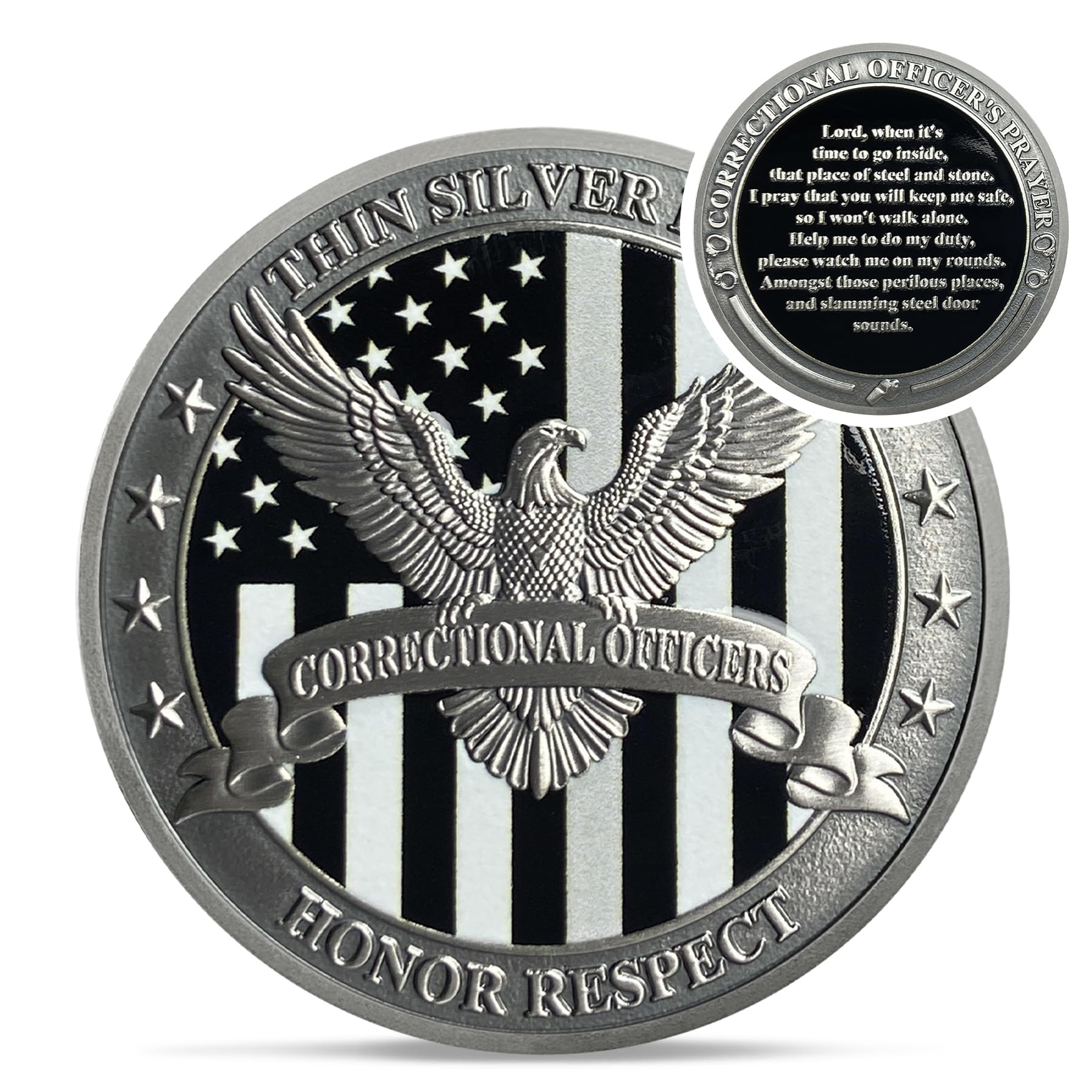 Amazon.com : Eagle Thin Silver Line Challenge Coin - Correctional ...
