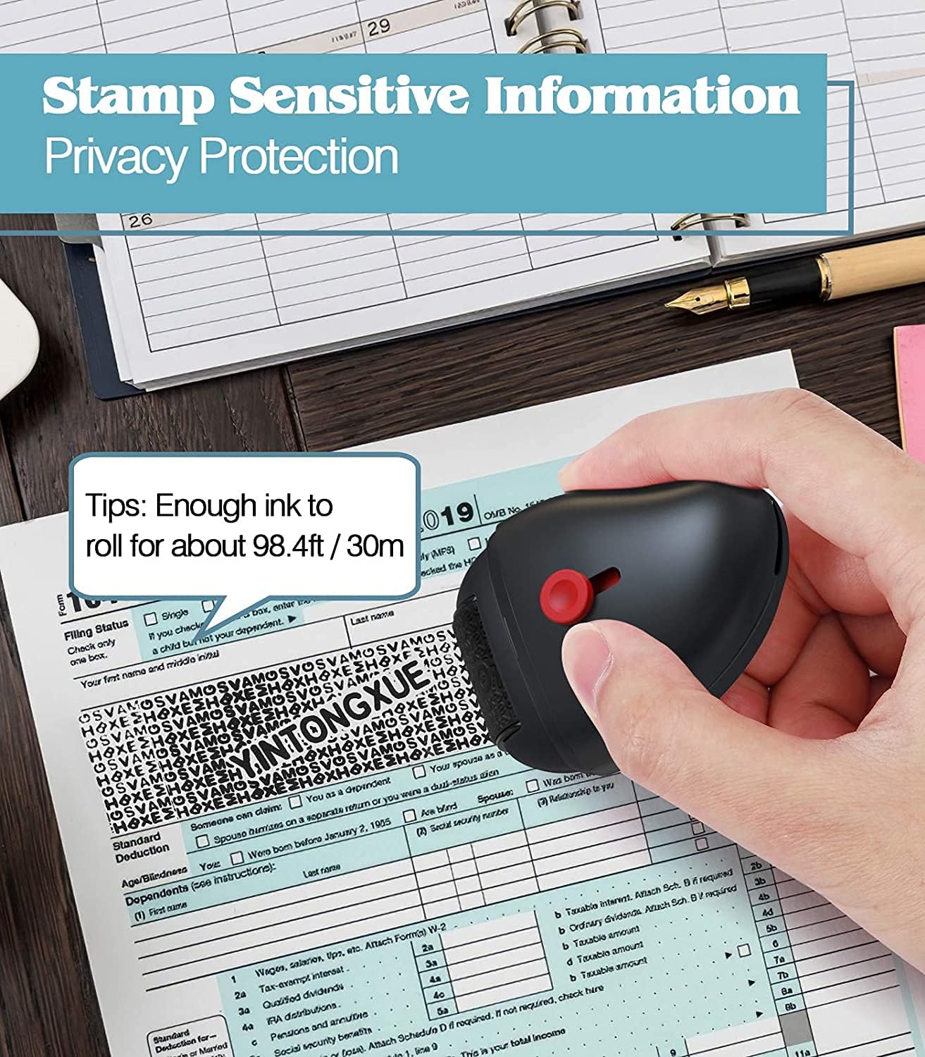 YANGWEN Identity Guard Roller Stamp, 2PCS Waterproof Address Blocker ...