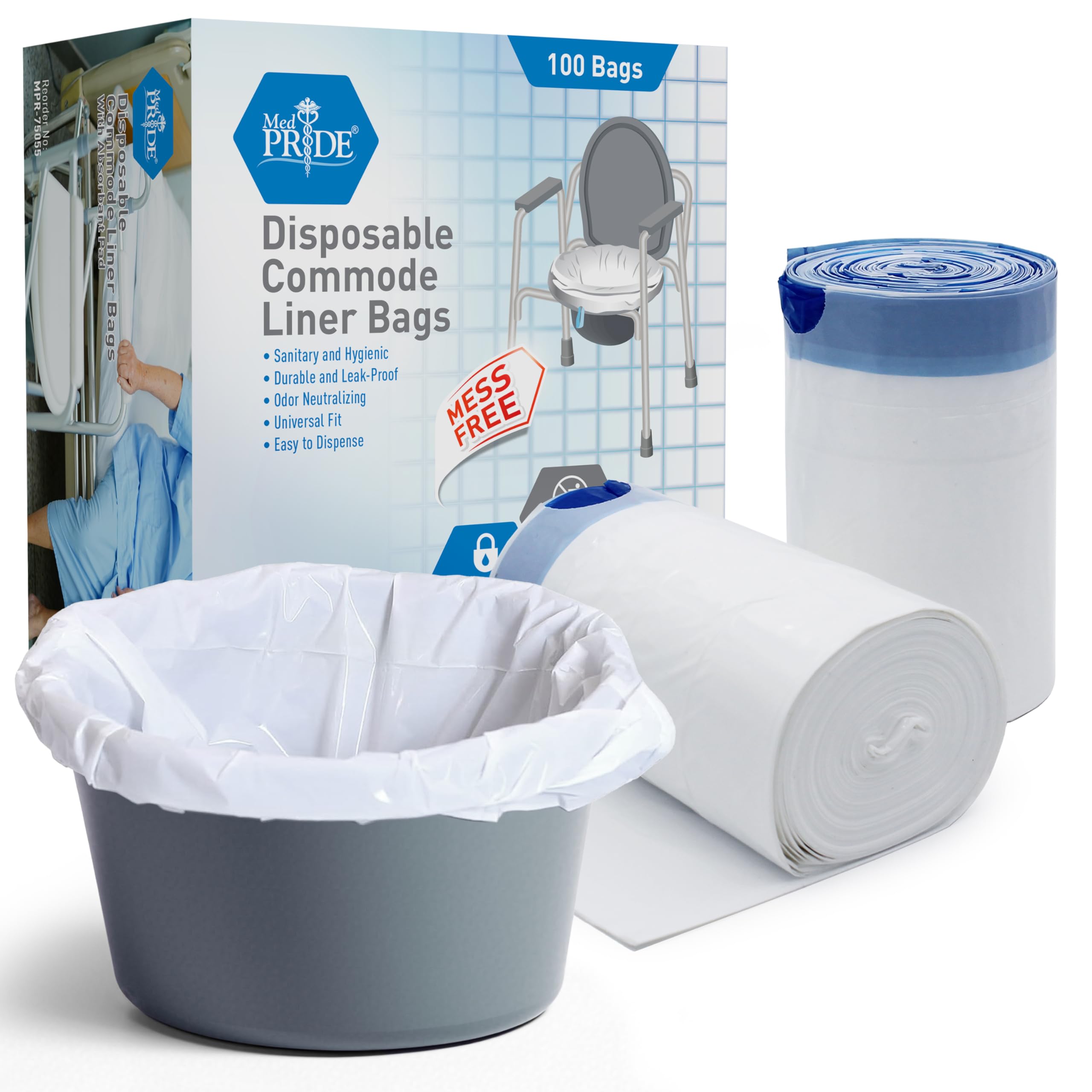 Amazon.com: MED PRIDE Disposable Bedside Commode Liners Pack of 100 ...