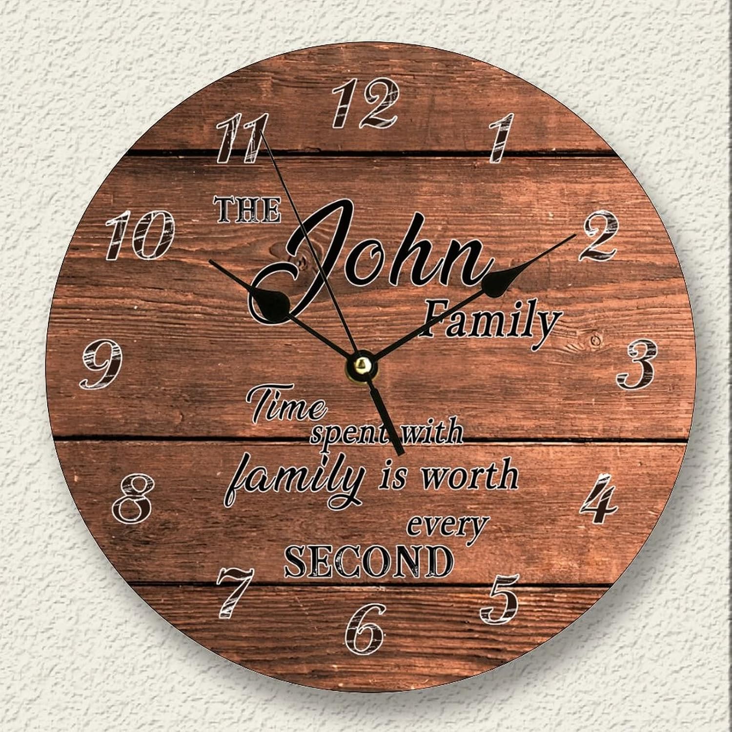Amazon.com: KOHARA Family Quote Wooden Wall Clock Custom Name Time ...