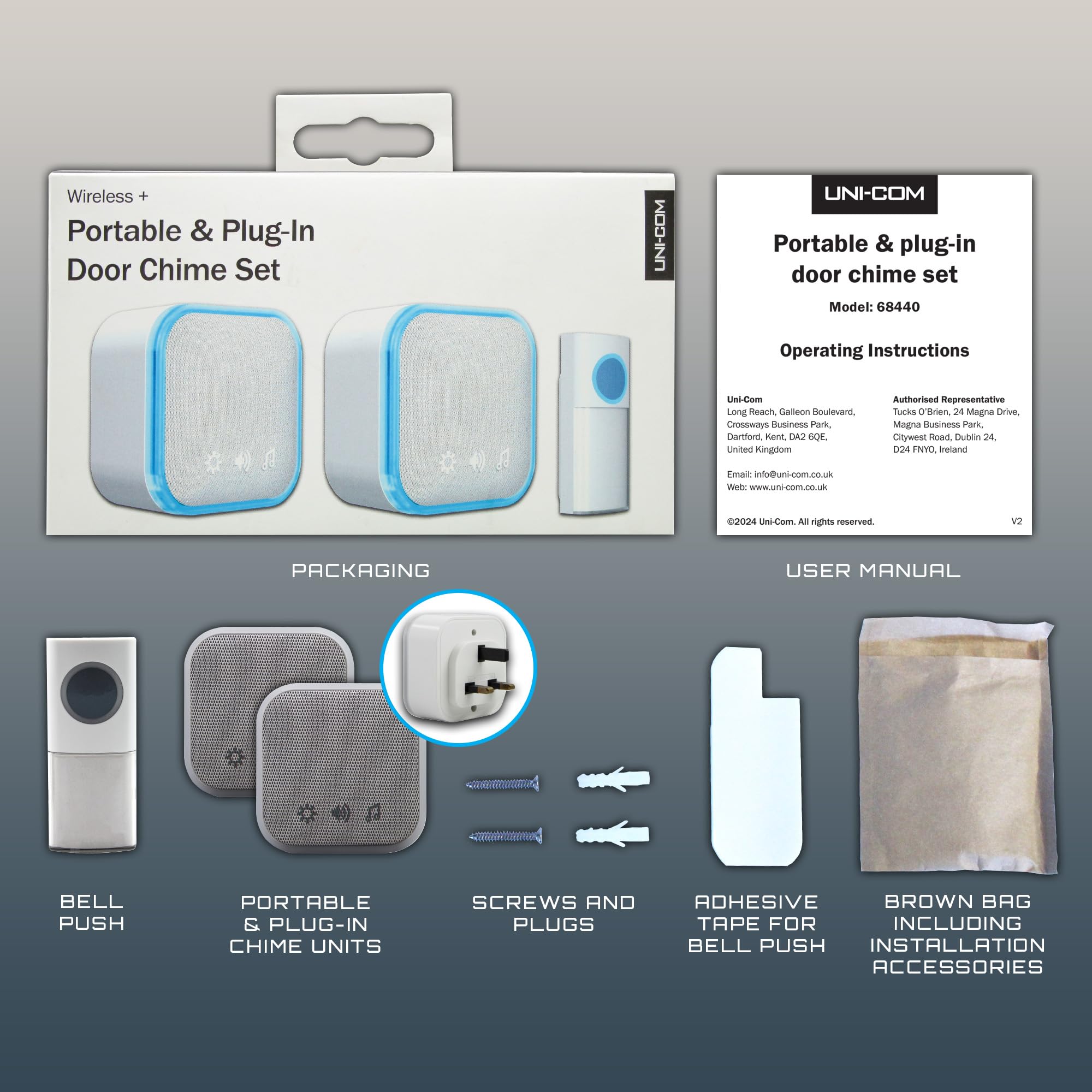 Ring Door Bell Chime Fosmon WaveLink Wireless Door Chime With 500 Feet ...